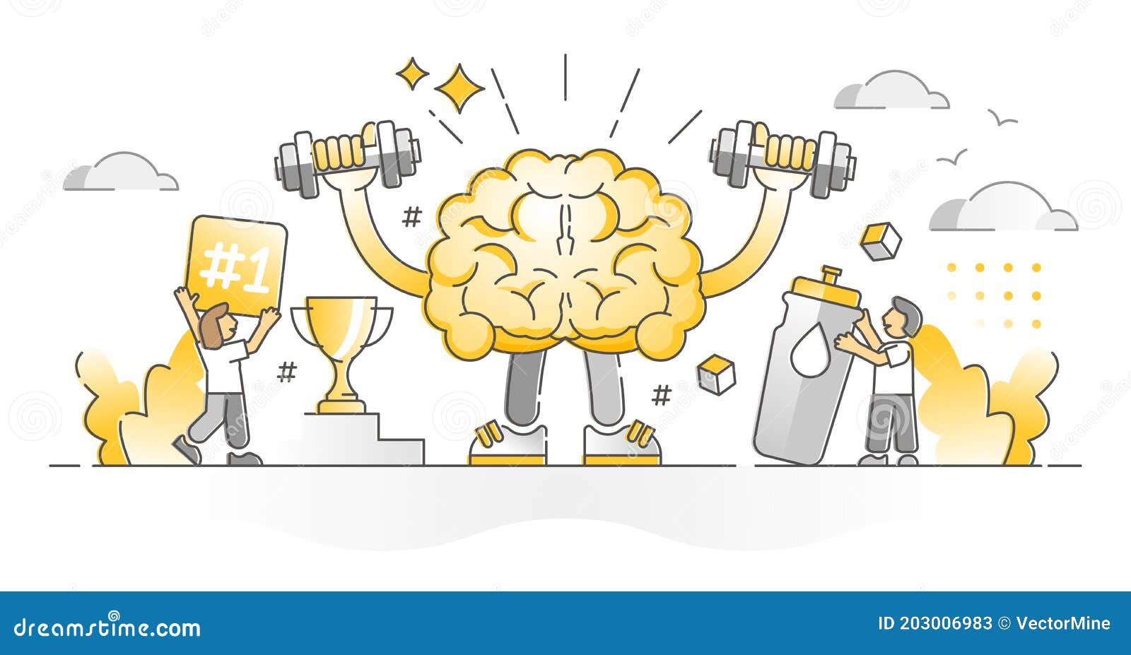 Fit Brain As Brainpower Mental Muscles Strength Monocolor Outline ...