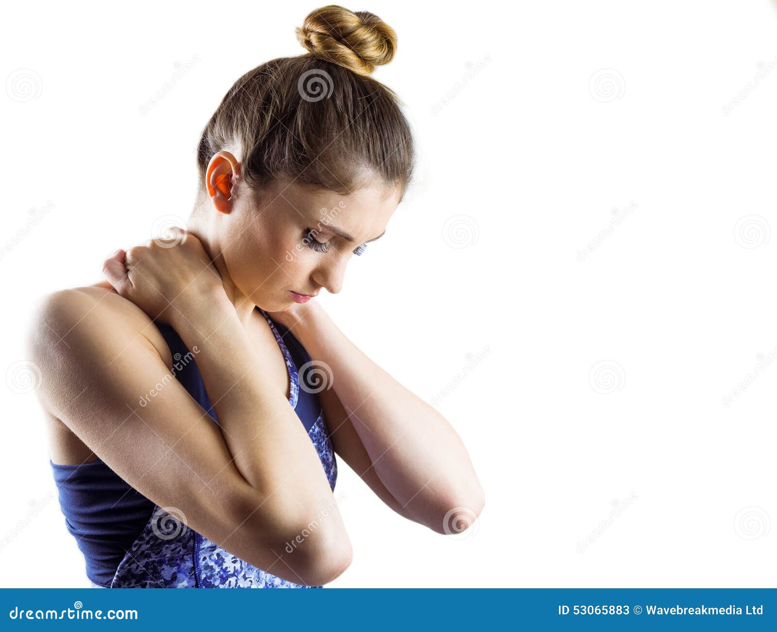 Fit Brunette with Neck Injury Stock Image - Image of female, body: 53065883