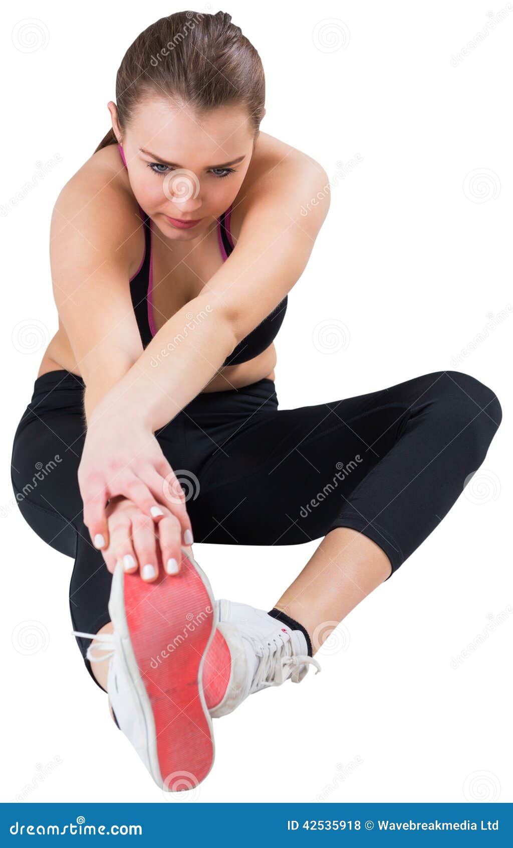 Fit Brunette Stretching Her Leg Stock Photo - Image of stretchin ...
