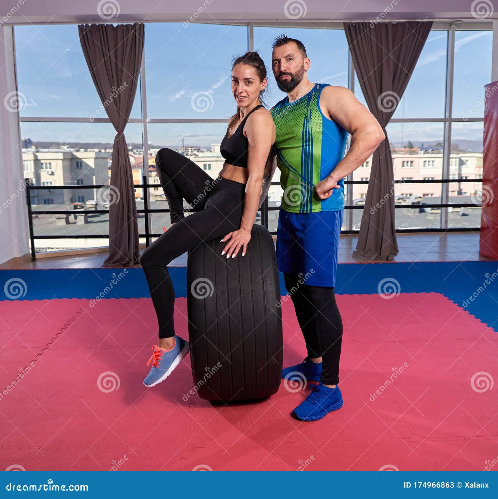 Active Couple Doing Workout Together Stock Image - Image of attractive ...