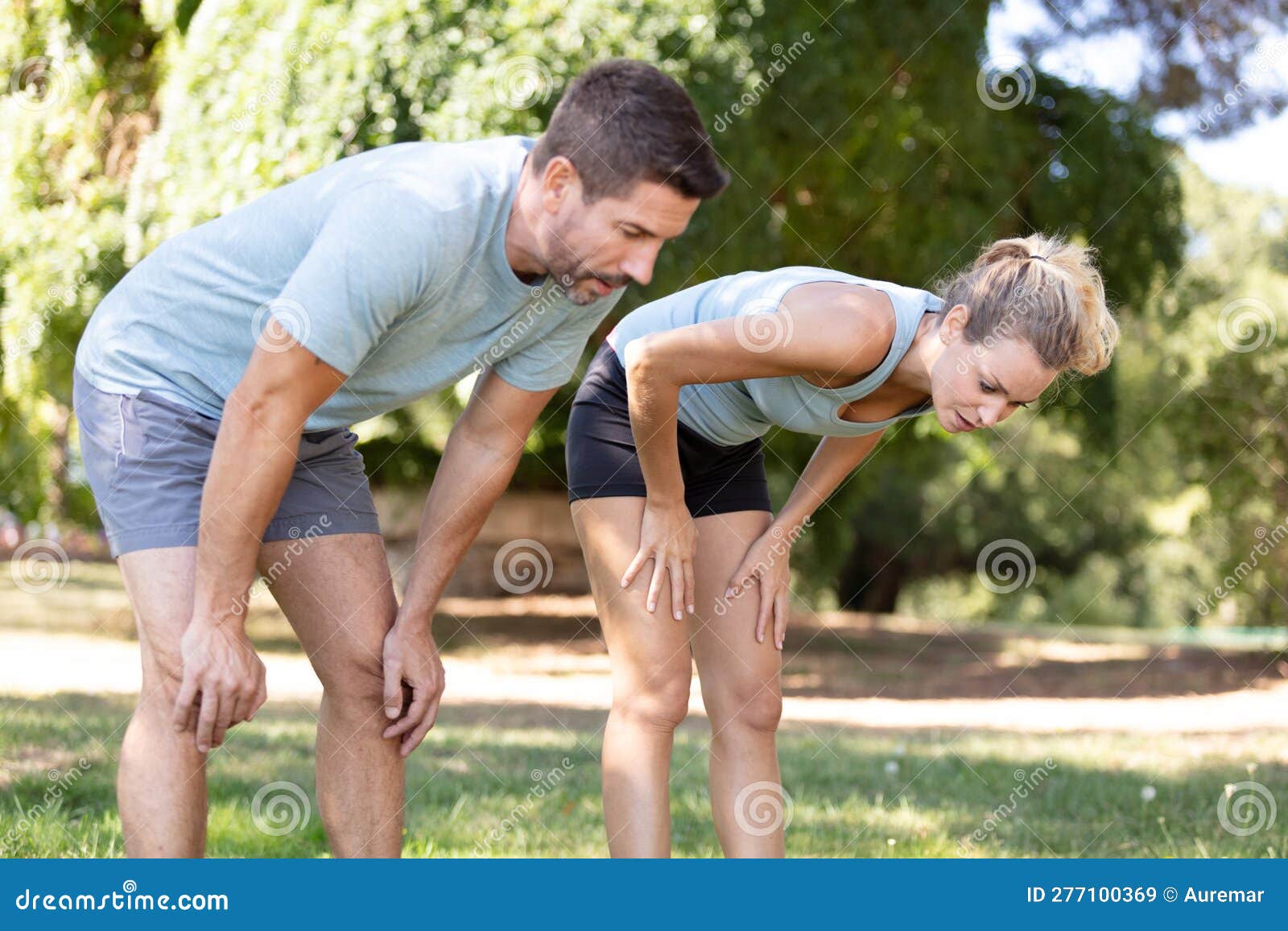 Fit Couple Taking Rest after Fast Running Workout Stock Image - Image ...