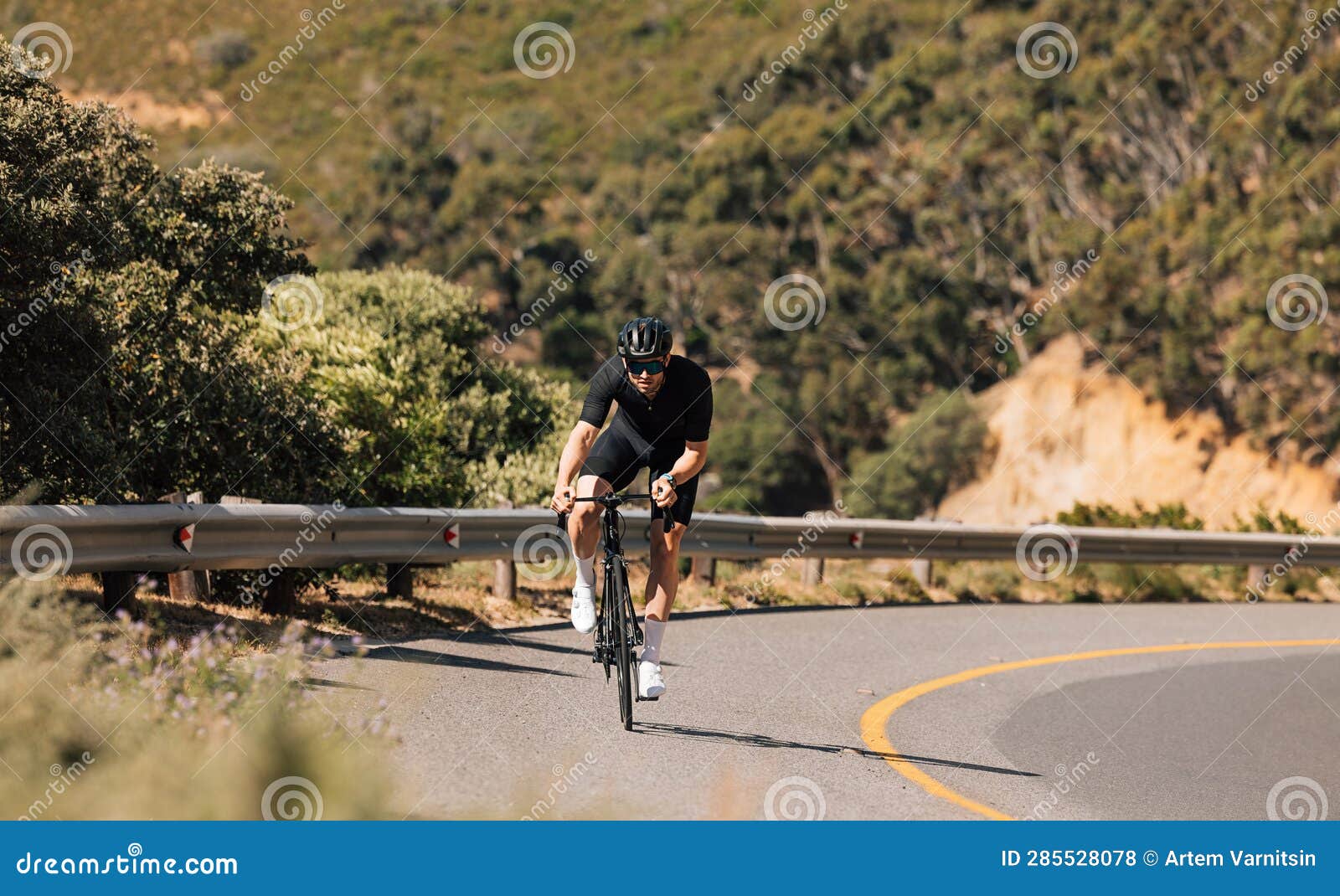 Fit Cyclist Doing an Intense Ride Stock Photo - Image of mountain, full ...