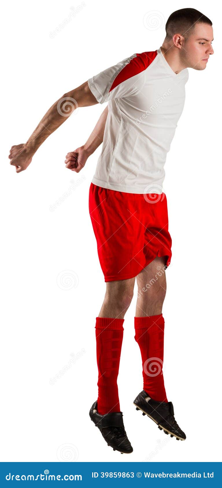Fit Football Player Jumping Up Stock Image - Image of adult, handsome ...