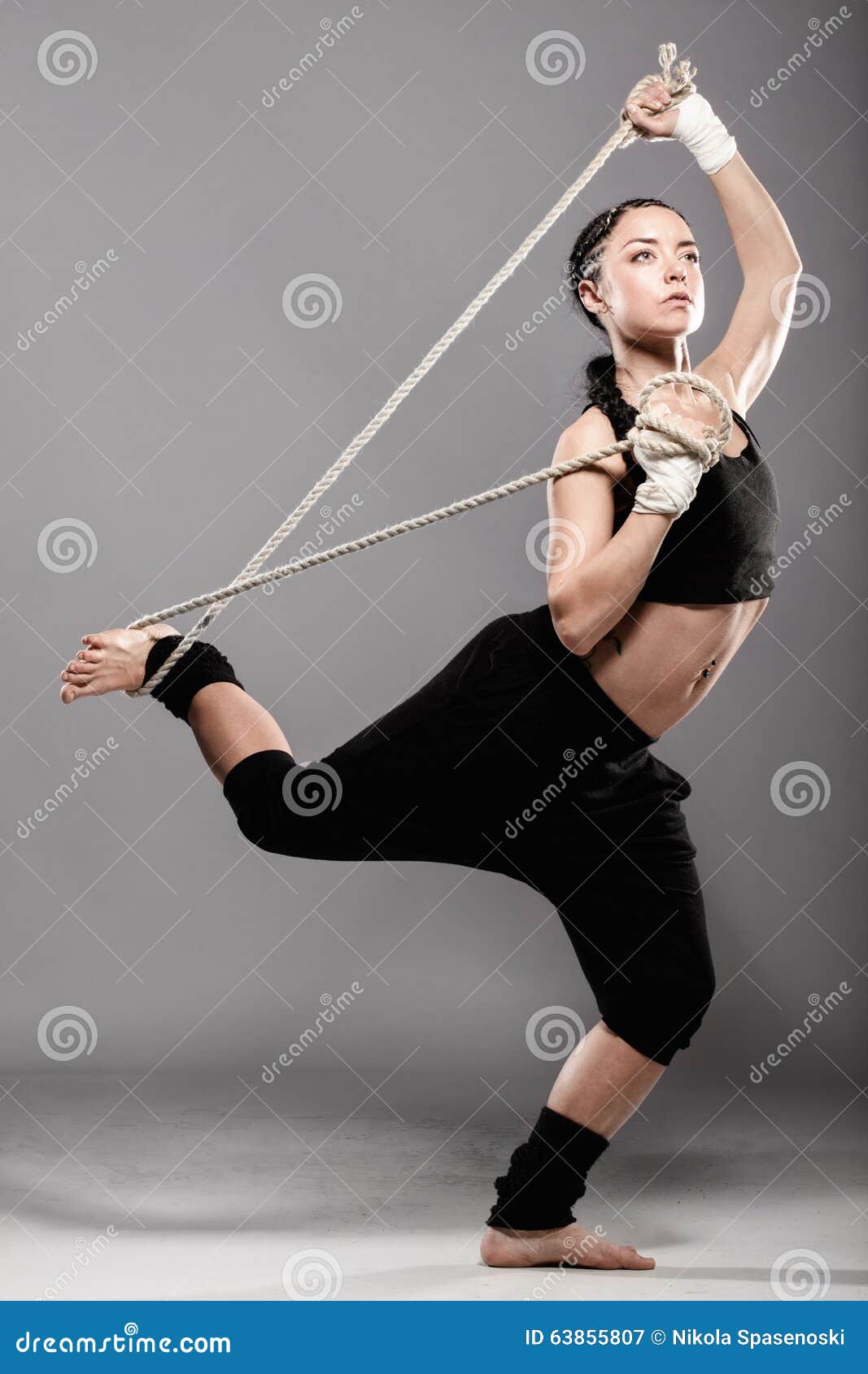 Fit girl with a rope stock image. Image of girl, female - 63855807