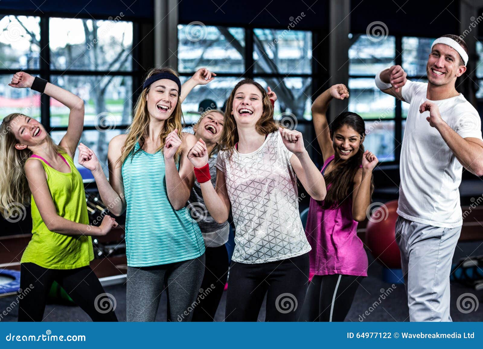 Fit Group Dancing and Smiling Stock Photo - Image of group, beautiful ...