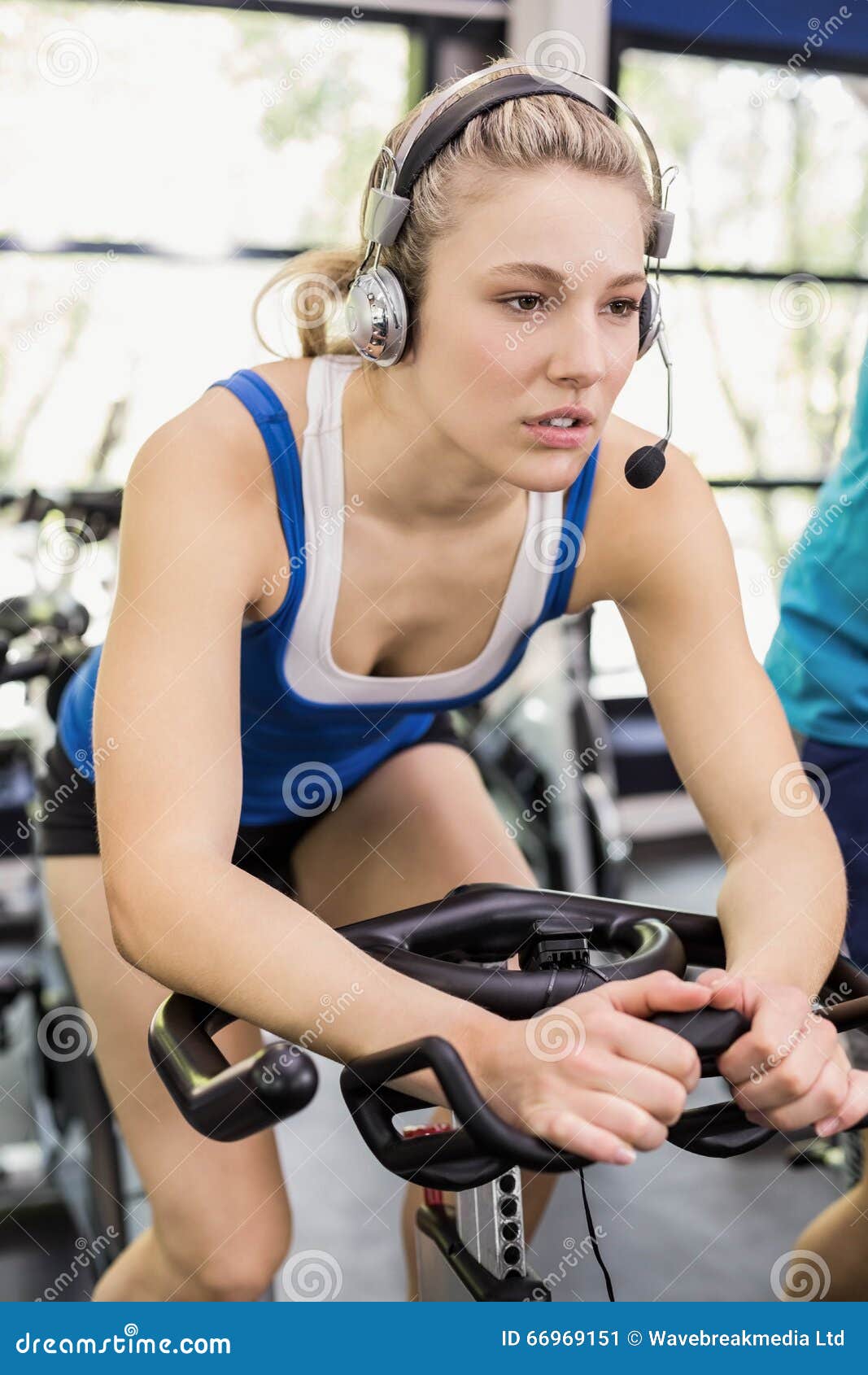 Fit Group of People Using Exercise Bike Together Stock Image - Image of ...