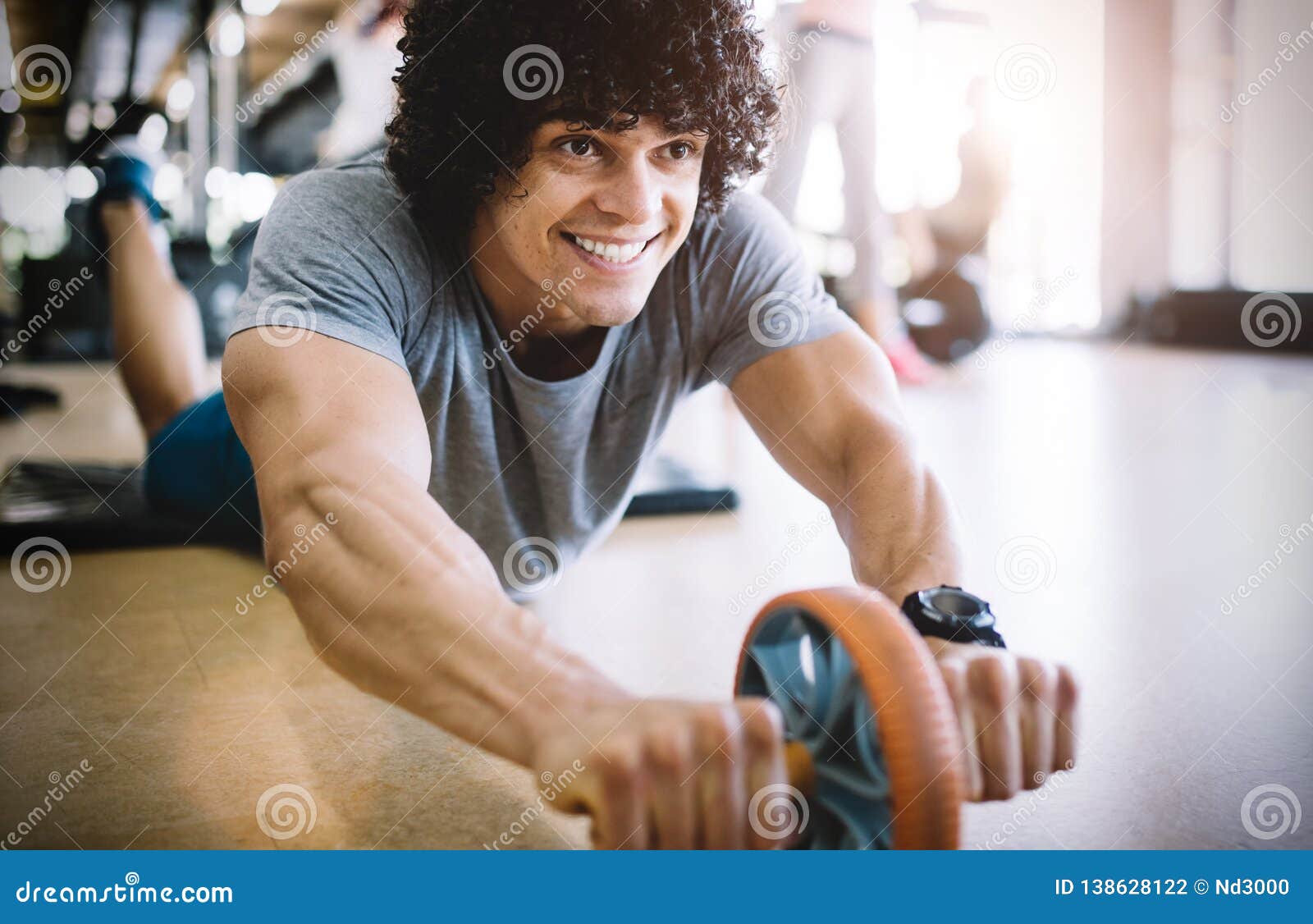 Fit Healthy Handsome Man Exercising in Modern Gym Stock Photo - Image ...