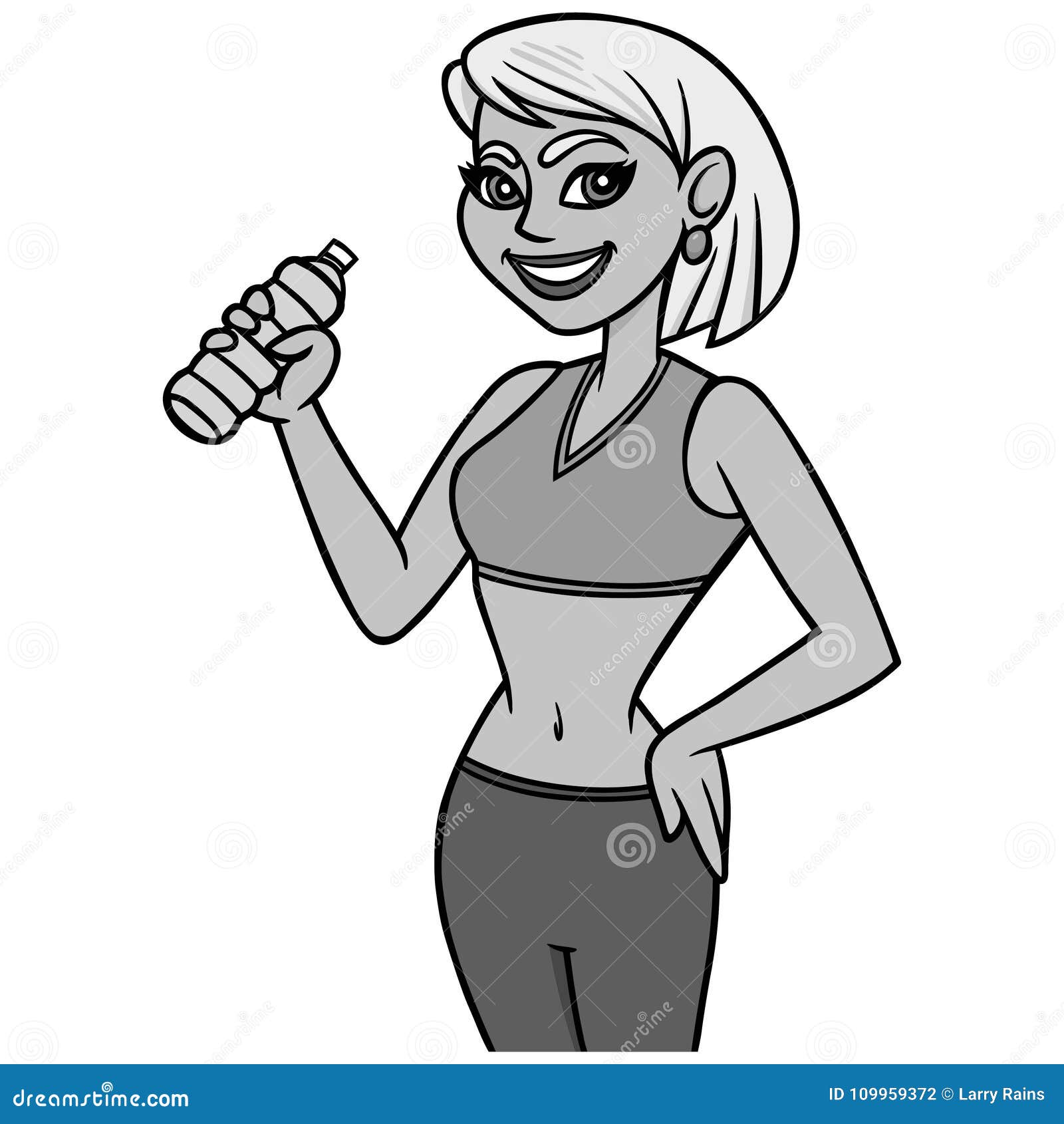 Fit Lady with a Bottle Water Illustration Stock Vector - Illustration ...