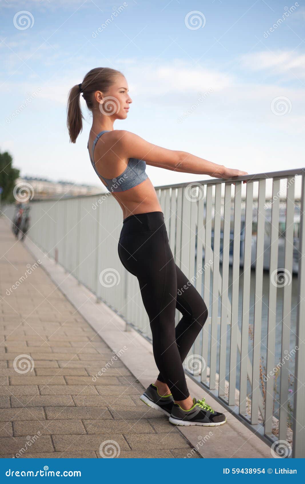 Fit lean blond beauty. stock photo. Image of gorgeous - 59438954