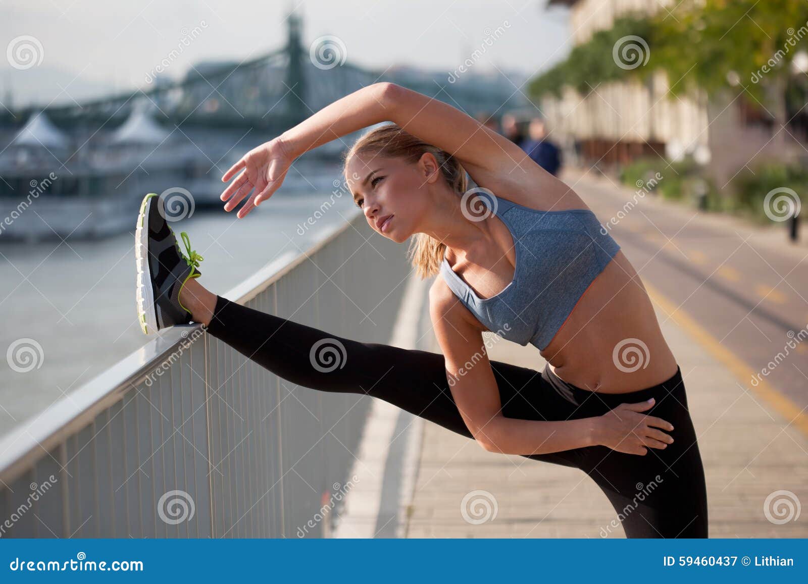 Fit lean blond beauty. stock image. Image of blond, black - 59460437