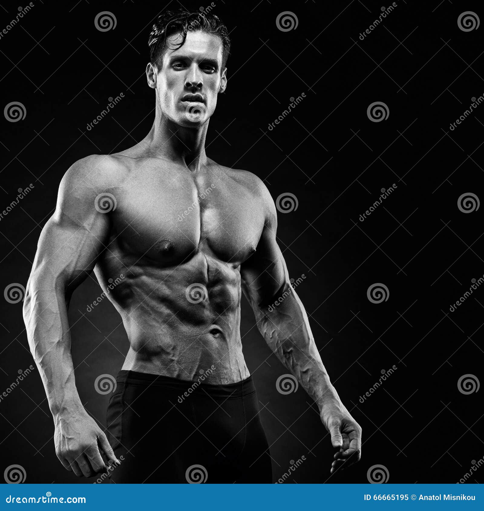 Fit Male Model Posing His Muscles Stock Image - Image of masculine ...