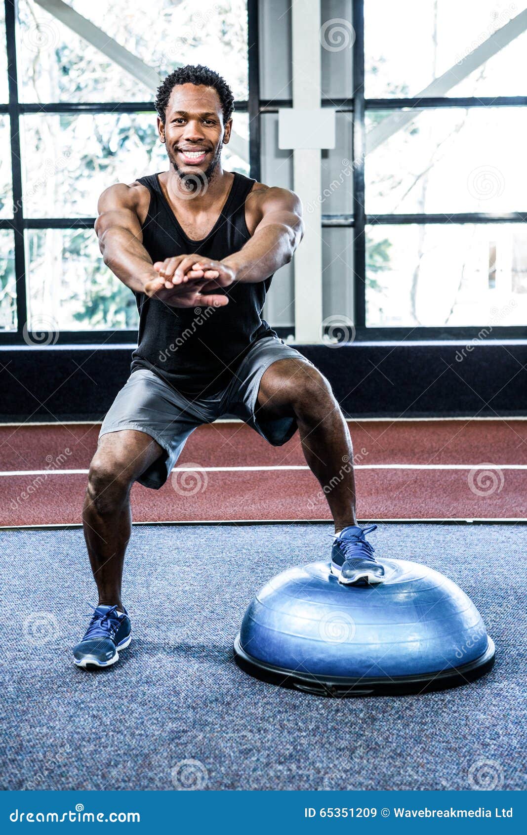 Fit Man Doing Exercise with Bosu Ball Stock Image - Image of cheerful ...