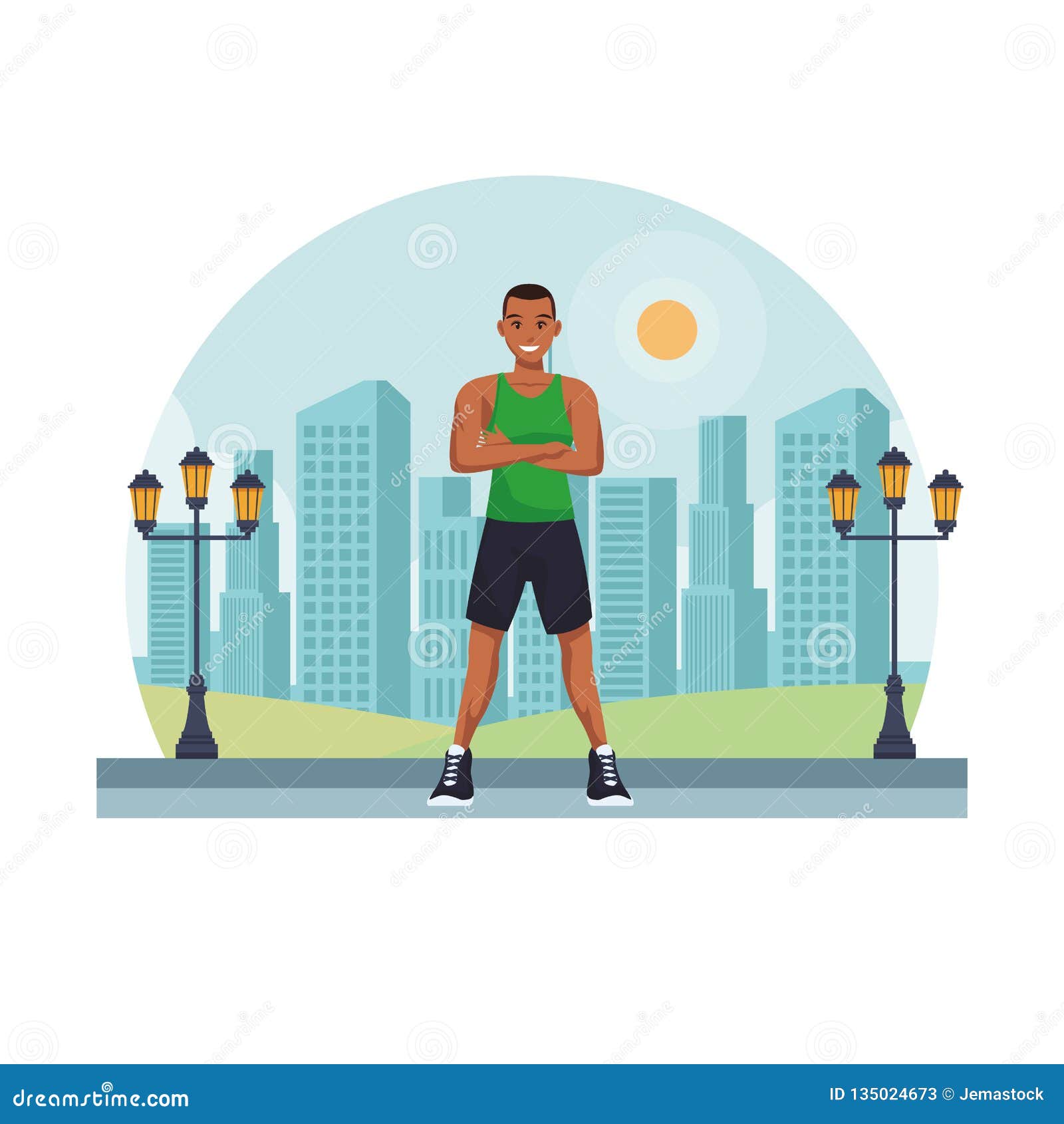 Fit man doing exercise stock vector. Illustration of athlete - 135024673