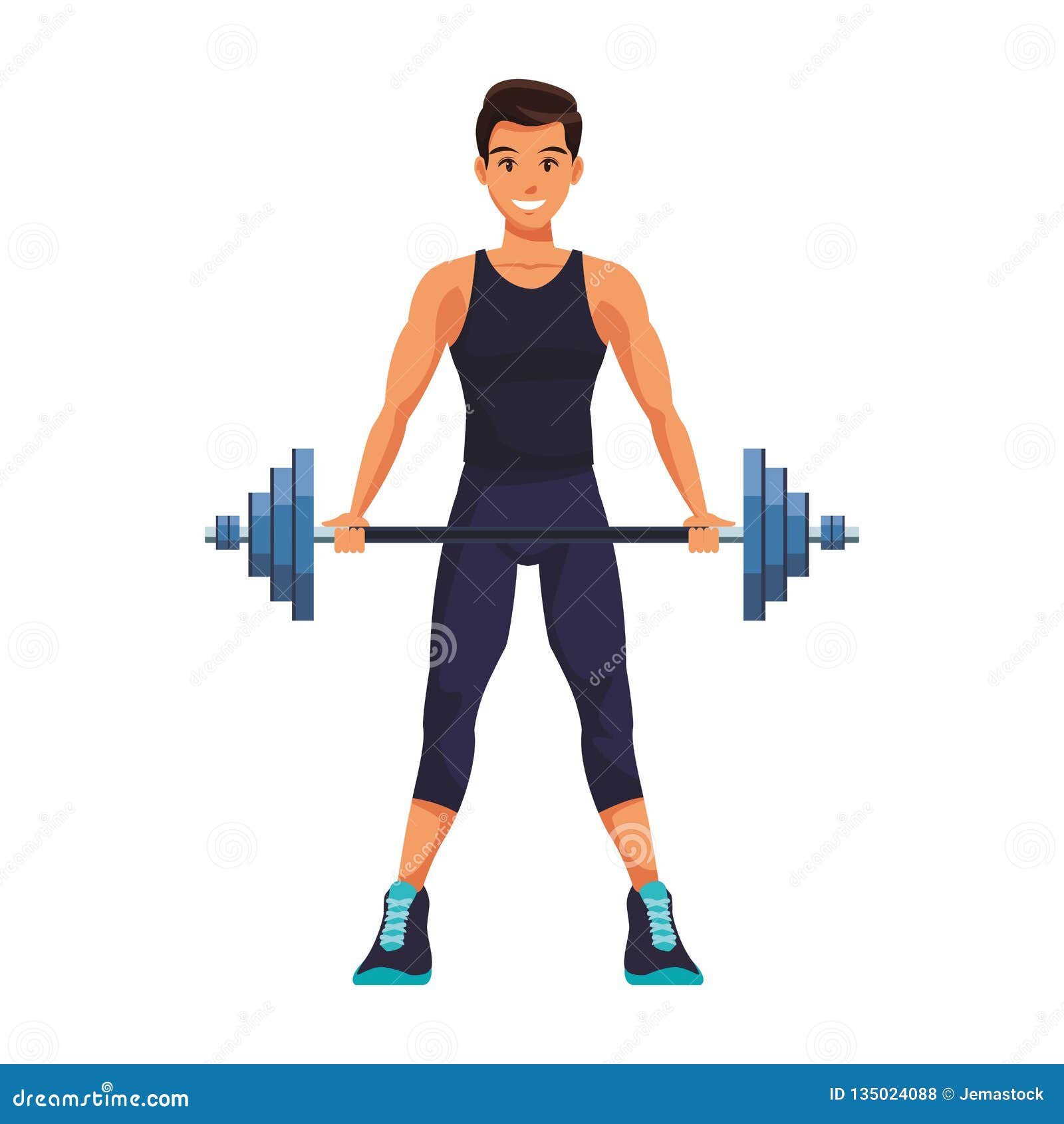 Fit man doing exercise stock vector. Illustration of muscular - 135024088