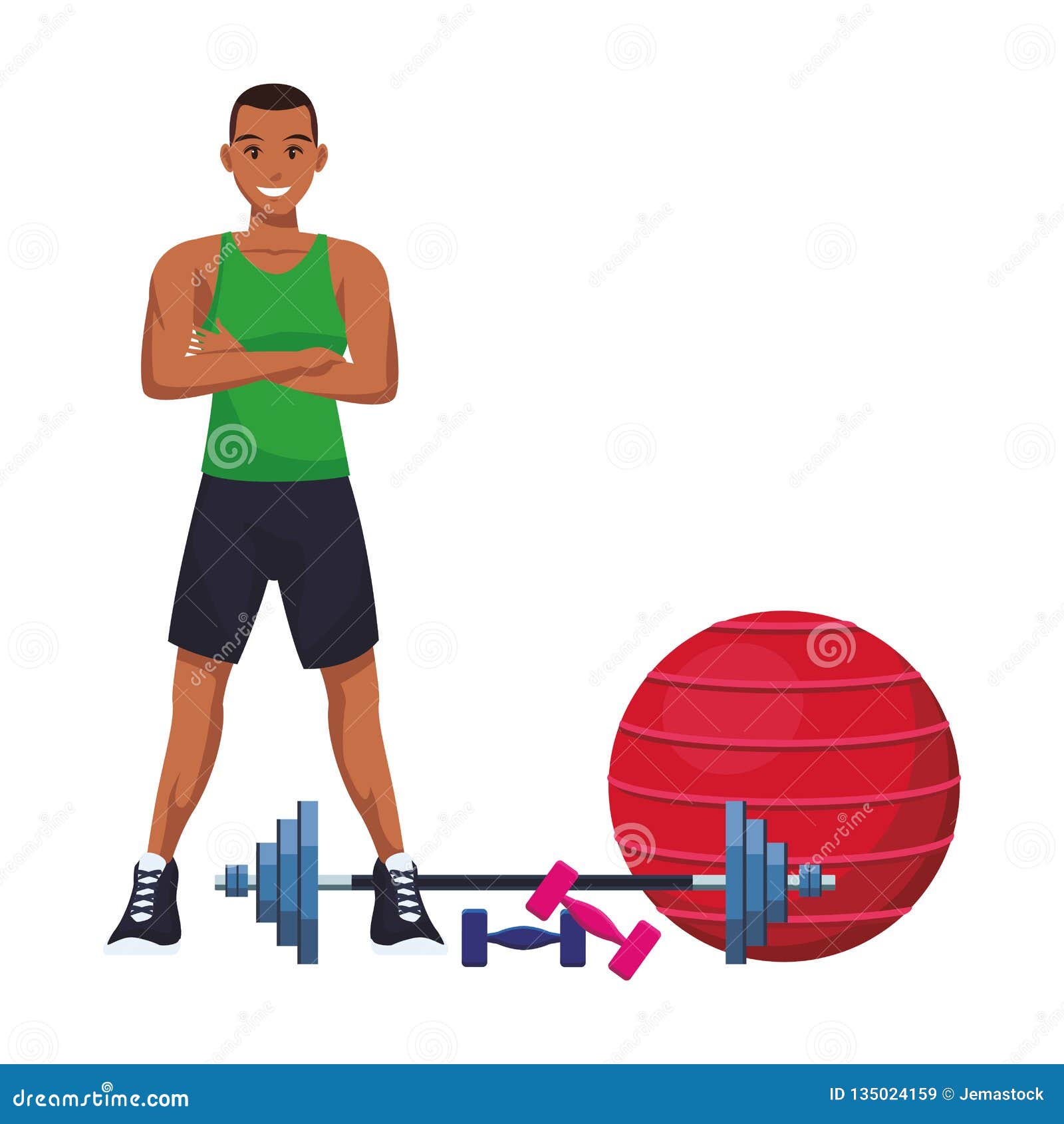 Fit man doing exercise stock vector. Illustration of beautiful - 135024159
