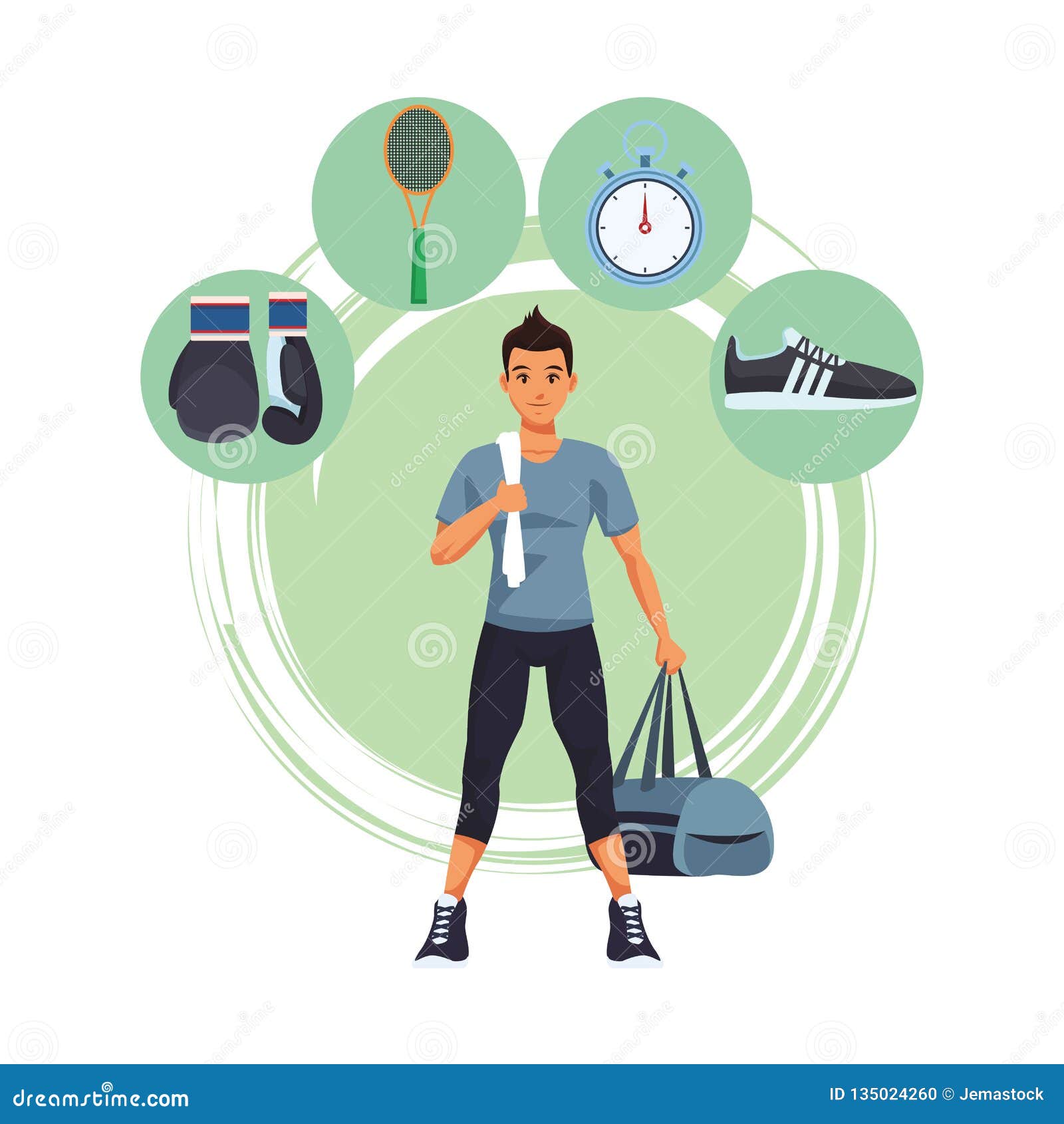 Fit man doing exercise stock vector. Illustration of cartoon - 135024260