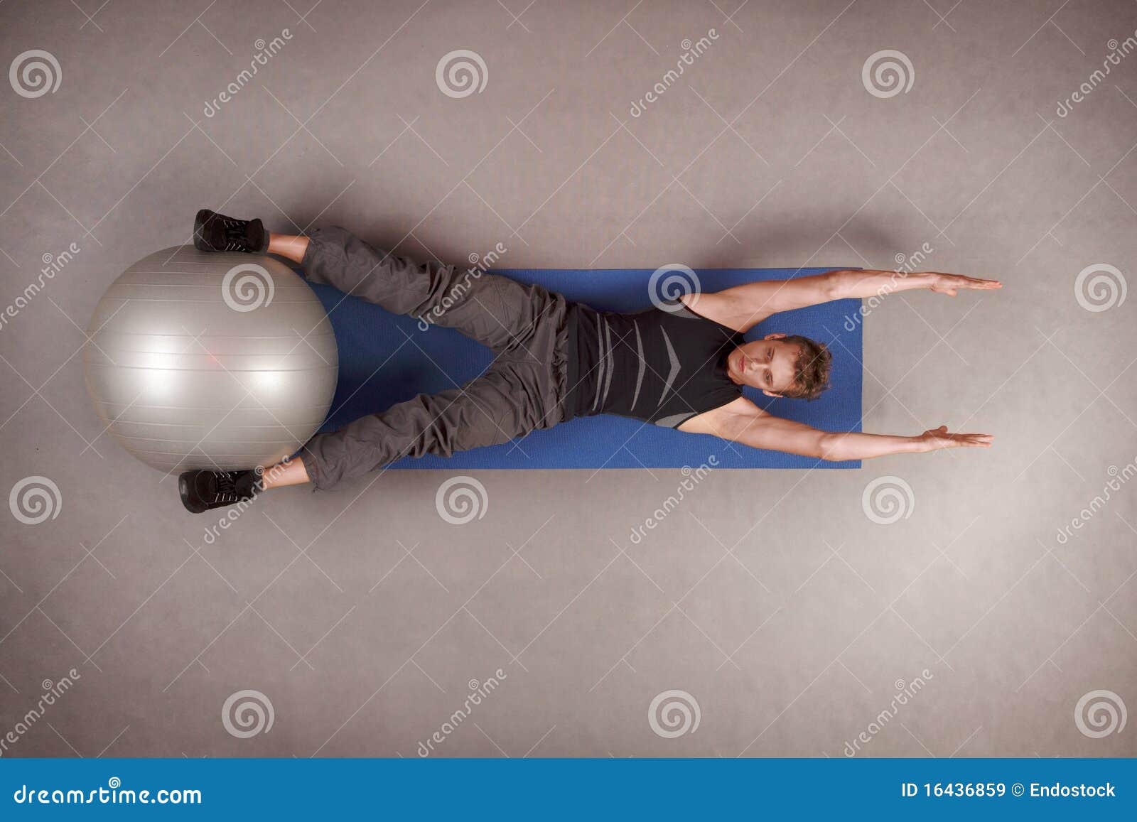 Fit Man Exercising with Stability Ball Stock Image - Image of ...
