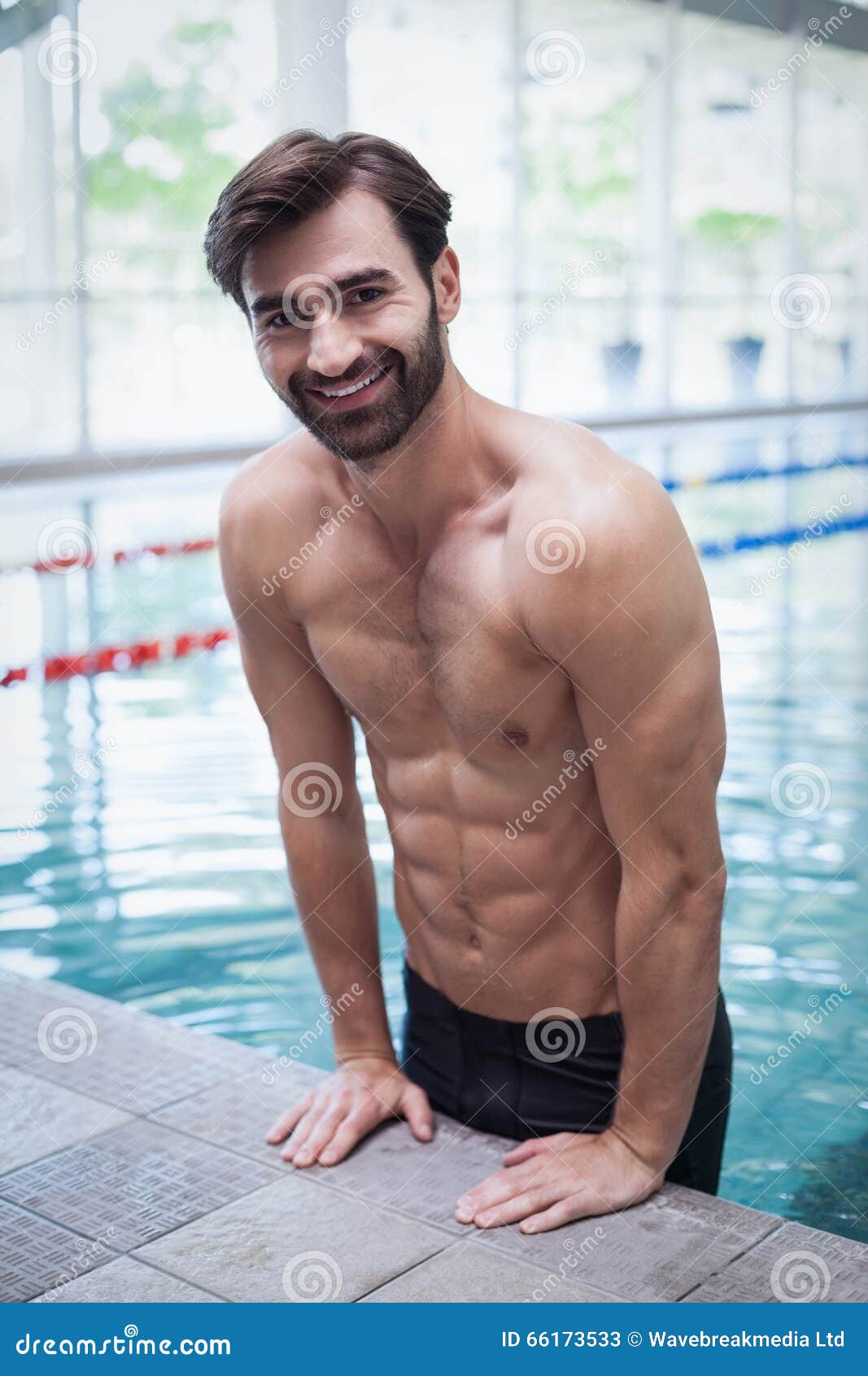 Fit Man Getting Out of the Water Stock Image - Image of muscular ...