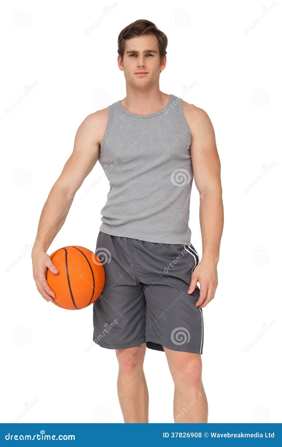 Fit man holding basketball stock photo. Image of healthy - 37826908