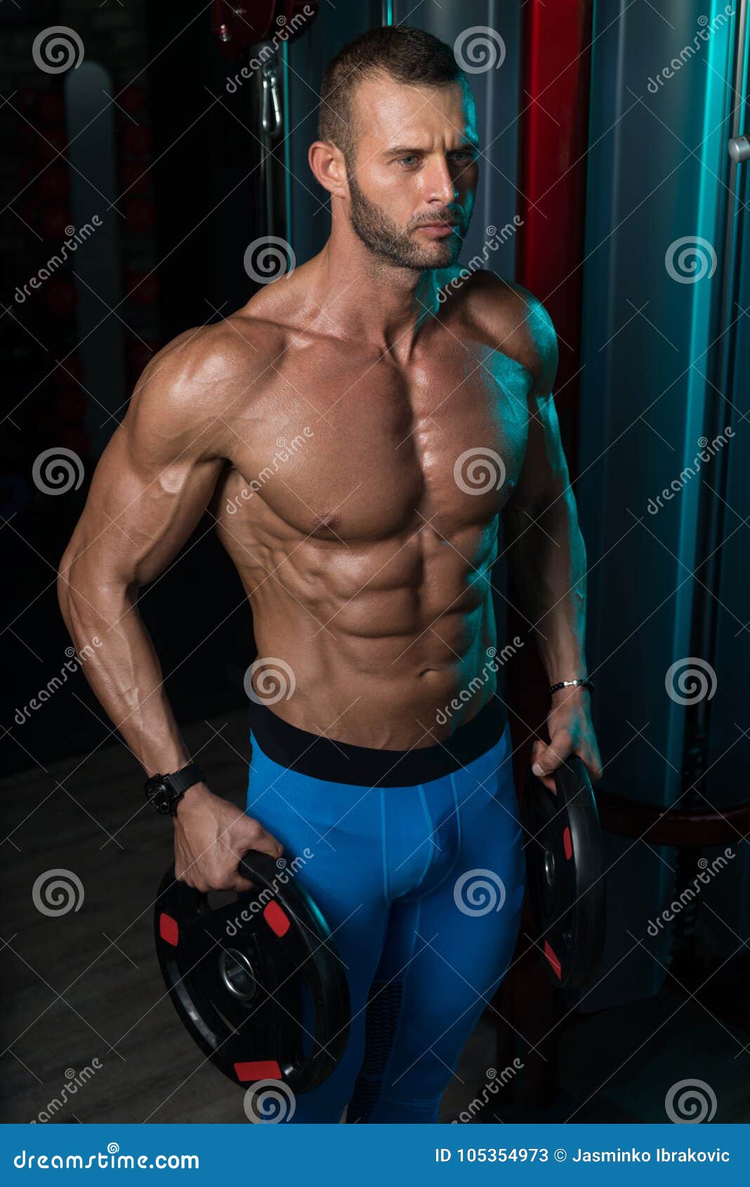 Fit Man Holding Weights in Hand Stock Image - Image of body, iron ...