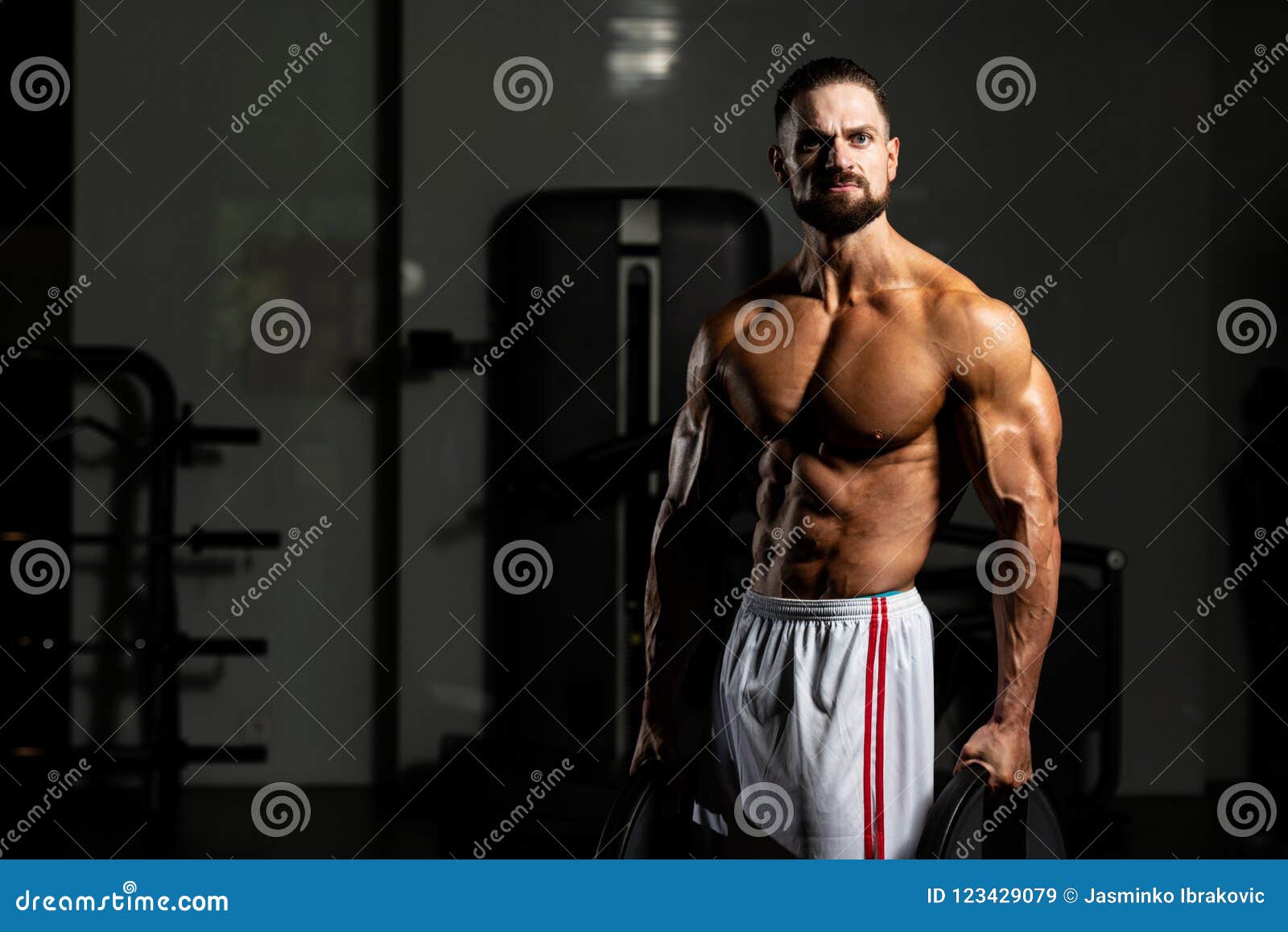 Fit Man Holding Weights in Hand Stock Image - Image of lifestyle ...