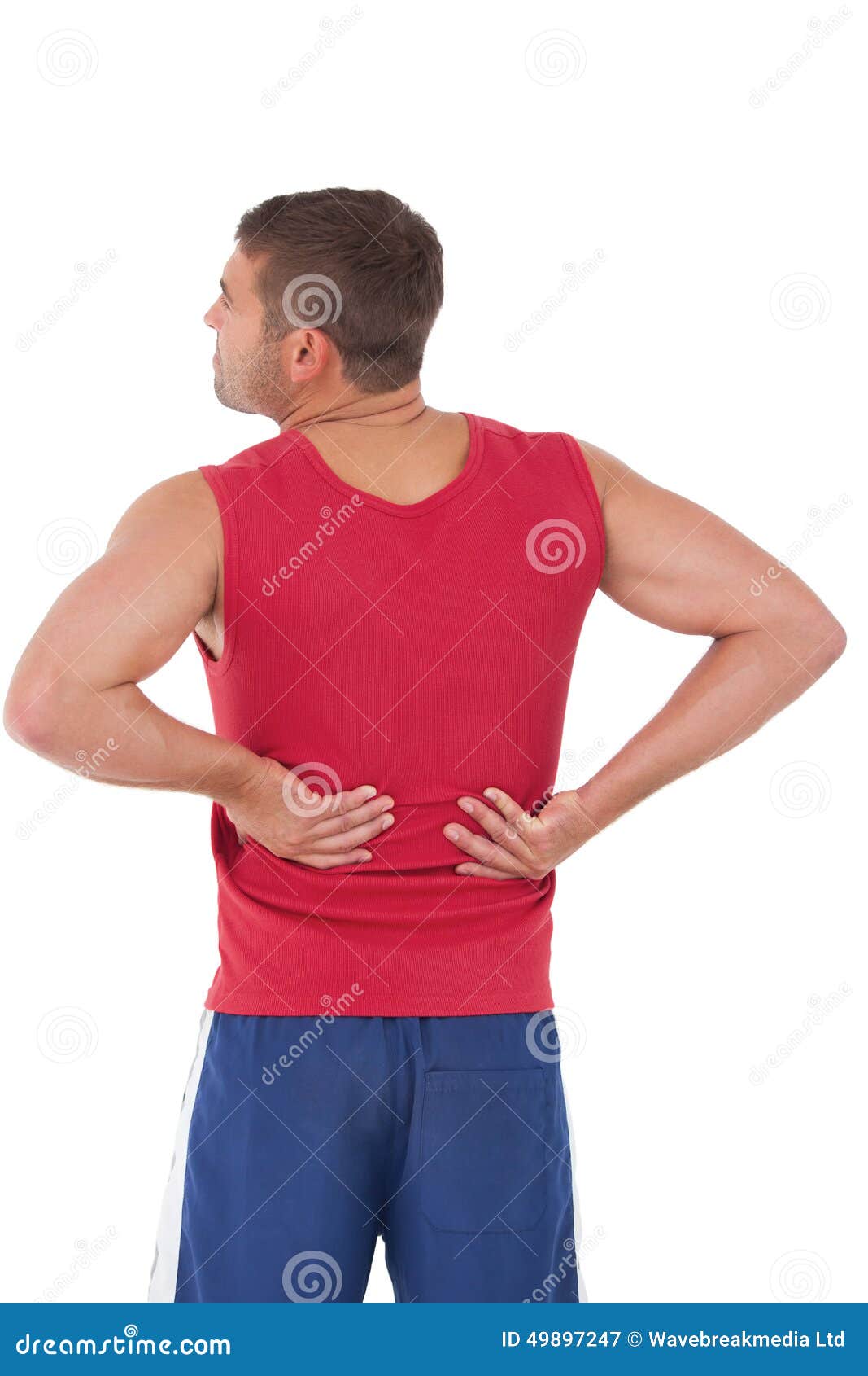 Fit man with injured back stock image. Image of back - 49897247