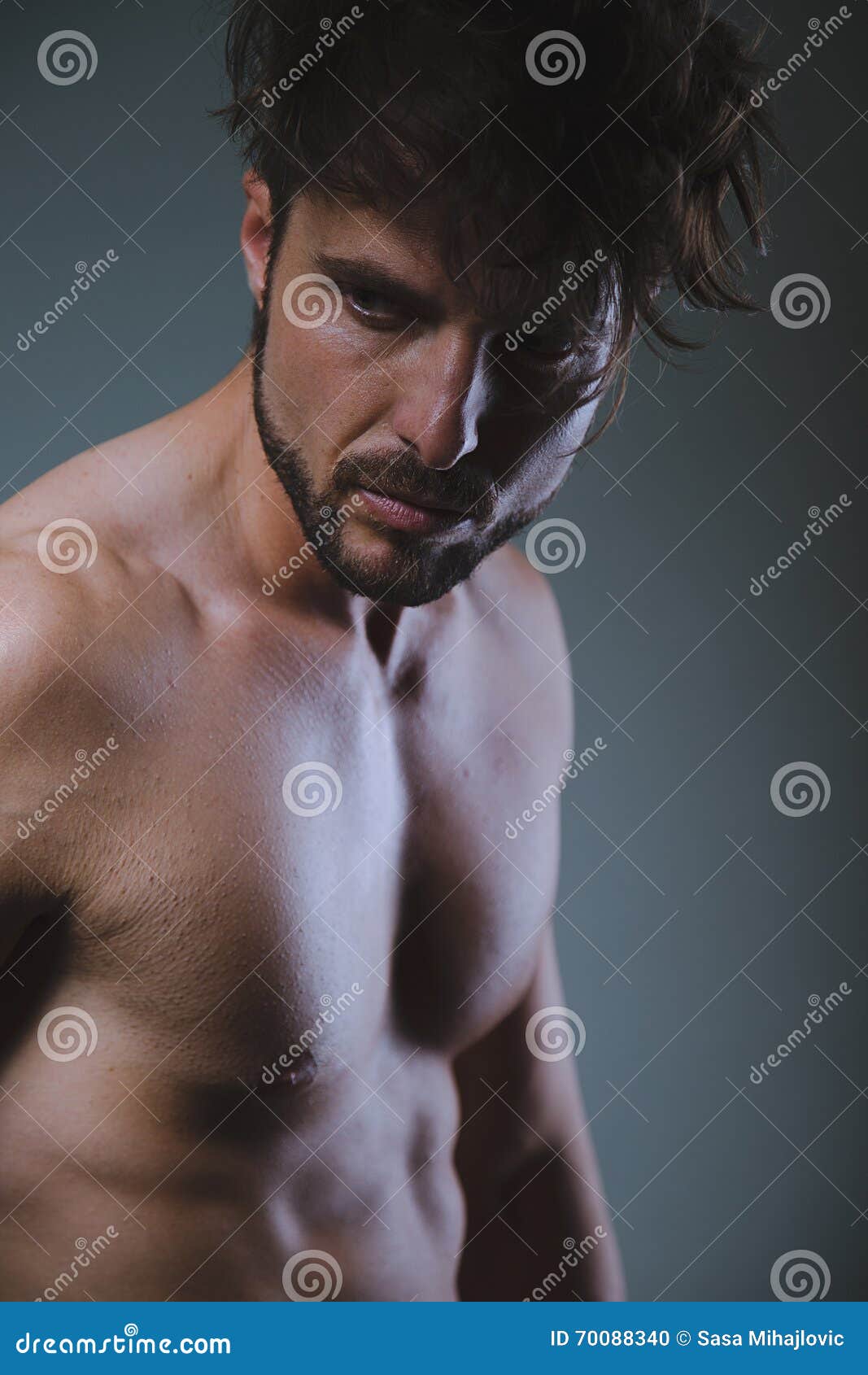 Fit Man Looking To the Side Seriously Stock Photo - Image of ...