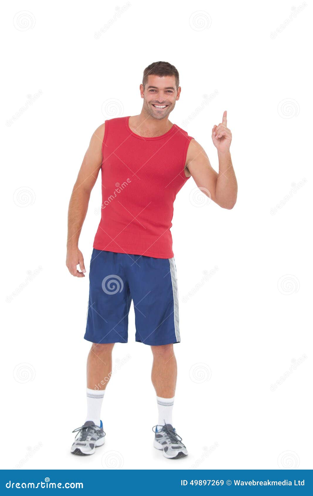 Fit Man Smiling and Pointing Stock Image - Image of athletic, happy ...