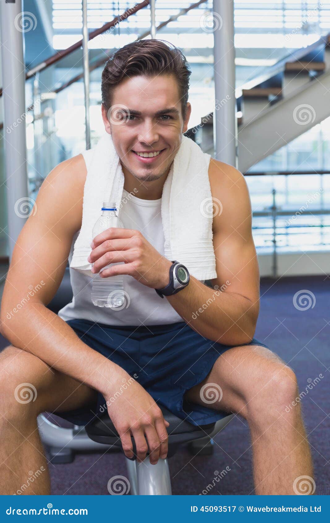 Fit Man Taking a Break from Working Out Stock Image - Image of camera ...