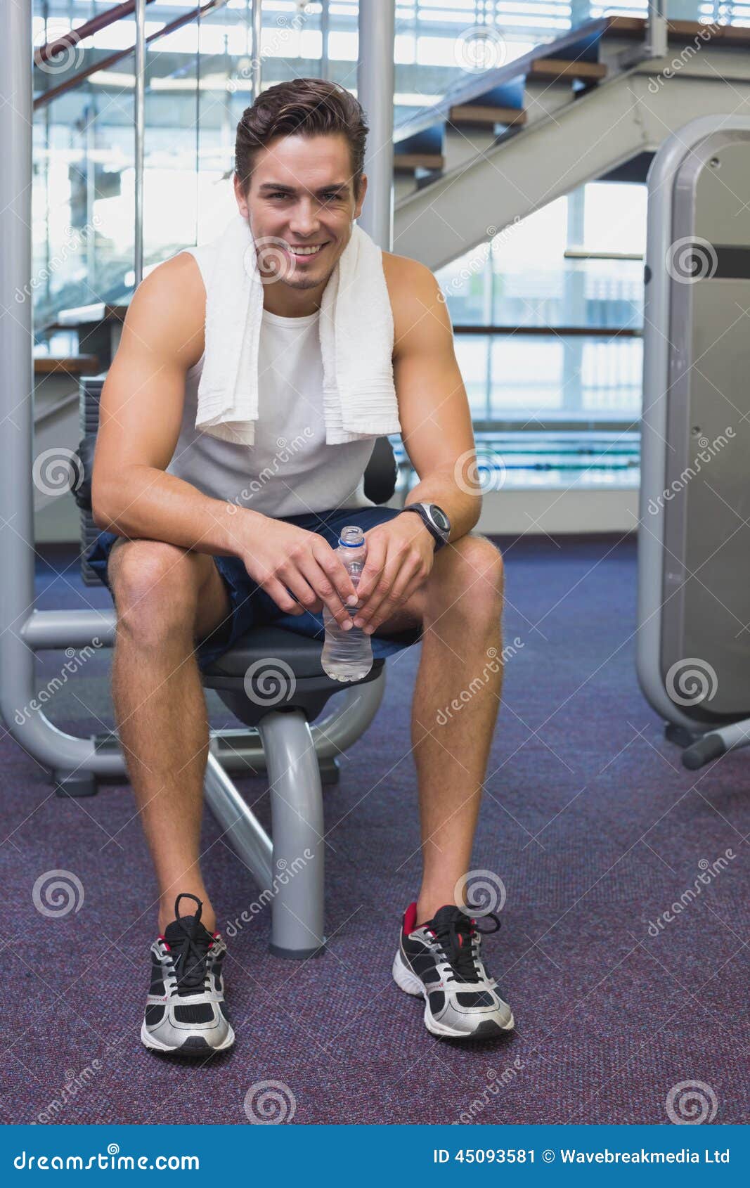 Fit Man Taking a Break from Working Out Stock Image - Image of front ...