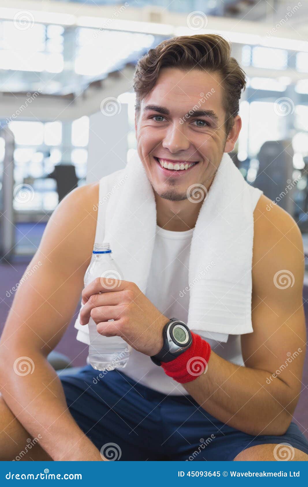 Fit Man Taking a Break from Working Out Stock Image - Image of male ...