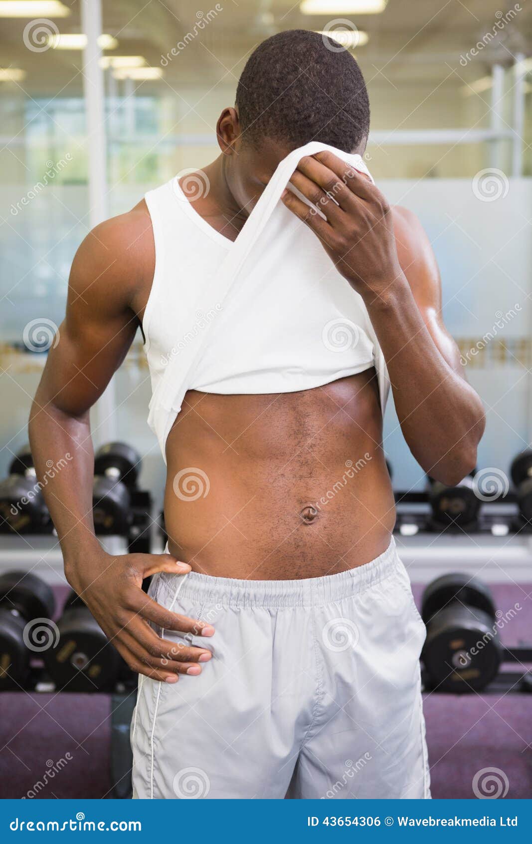 Fit Man Wiping Sweat after Workout Stock Photo - Image of leisure ...