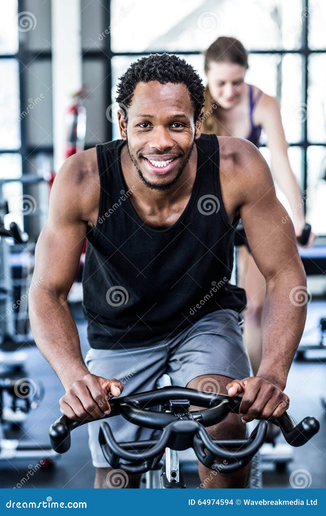 Fit Man Working Out at Spinning Class Stock Photo - Image of caucasian ...