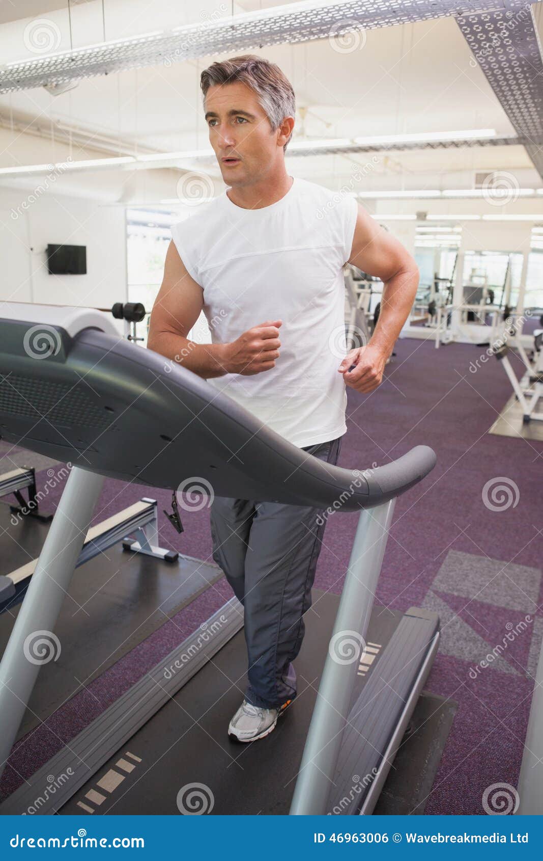 Fit Man Working Out on Treadmill Stock Photo - Image of adult, club ...