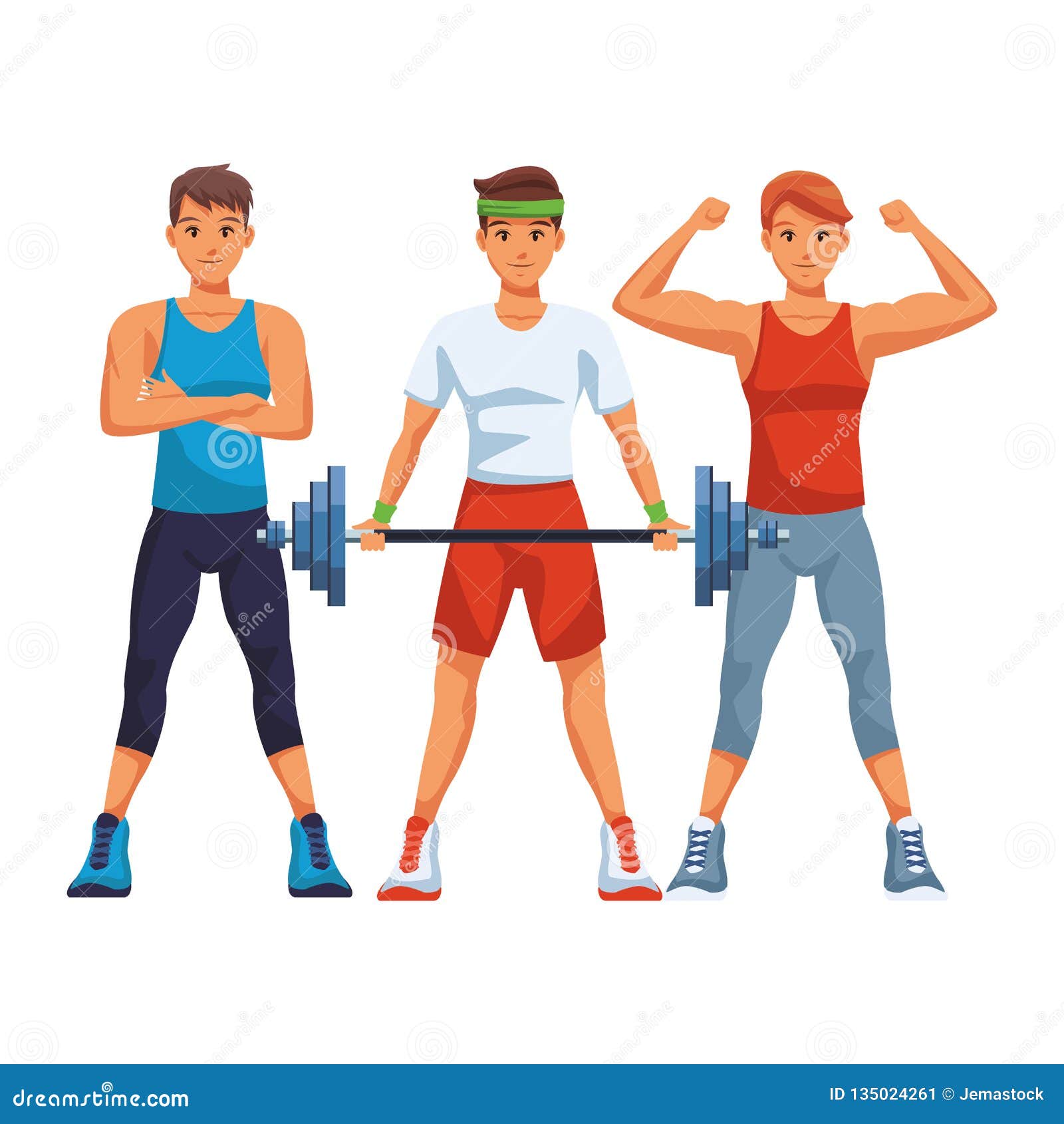 Fit men doing exercise stock vector. Illustration of practice - 135024261