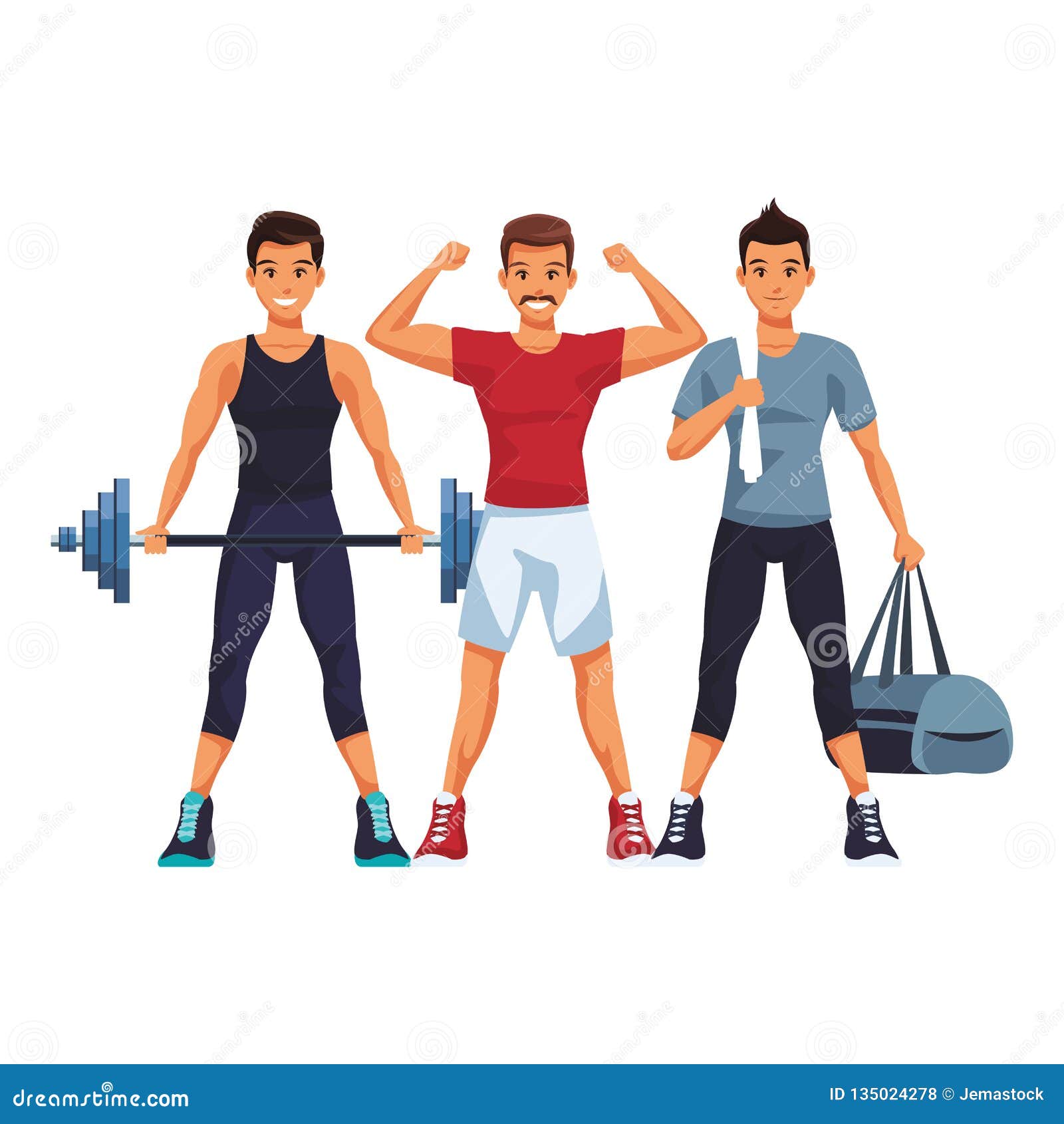 Fit men doing exercise stock vector. Illustration of fitness - 135024278