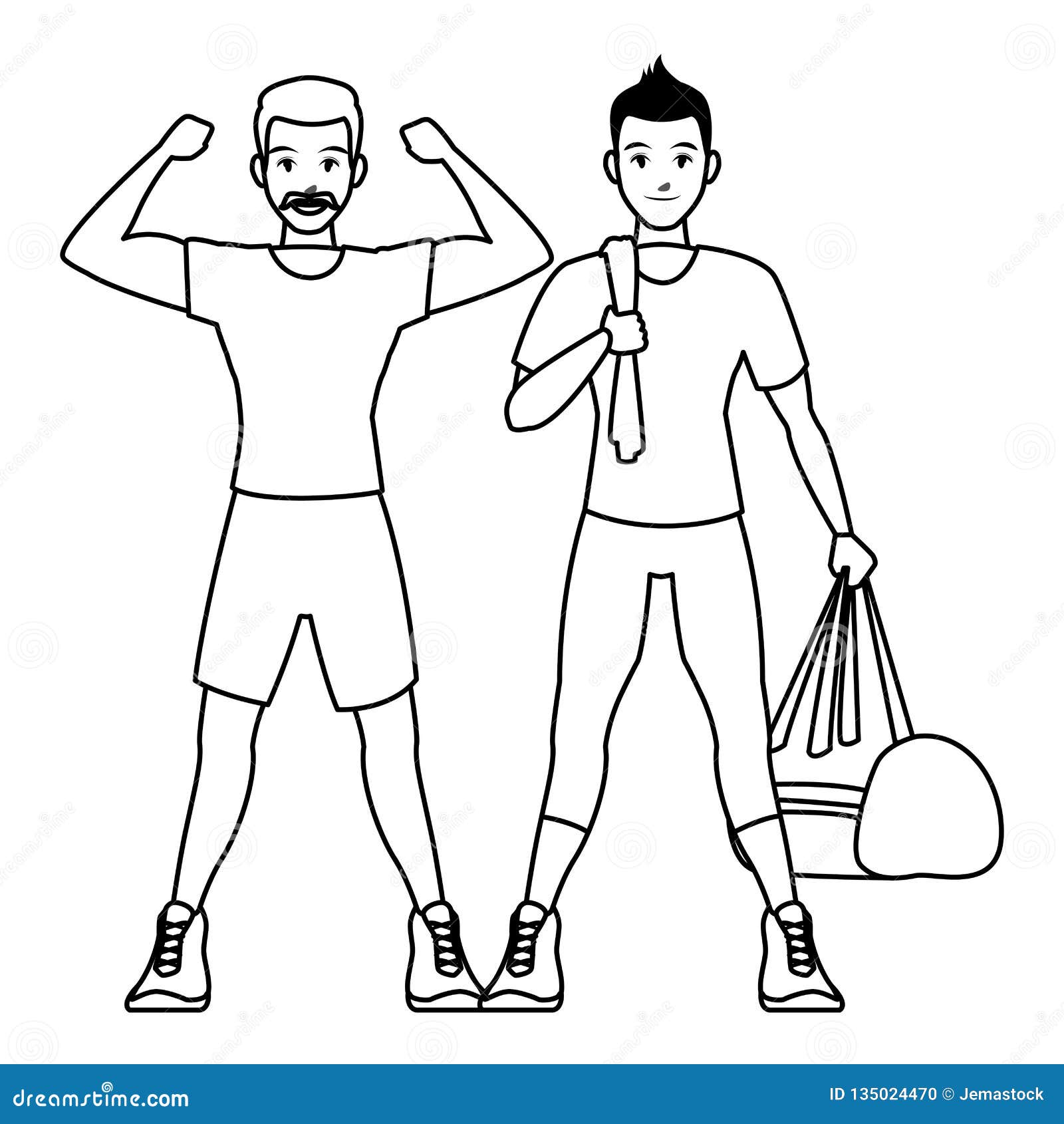 Fit men doing exercise stock vector. Illustration of activity - 135024470