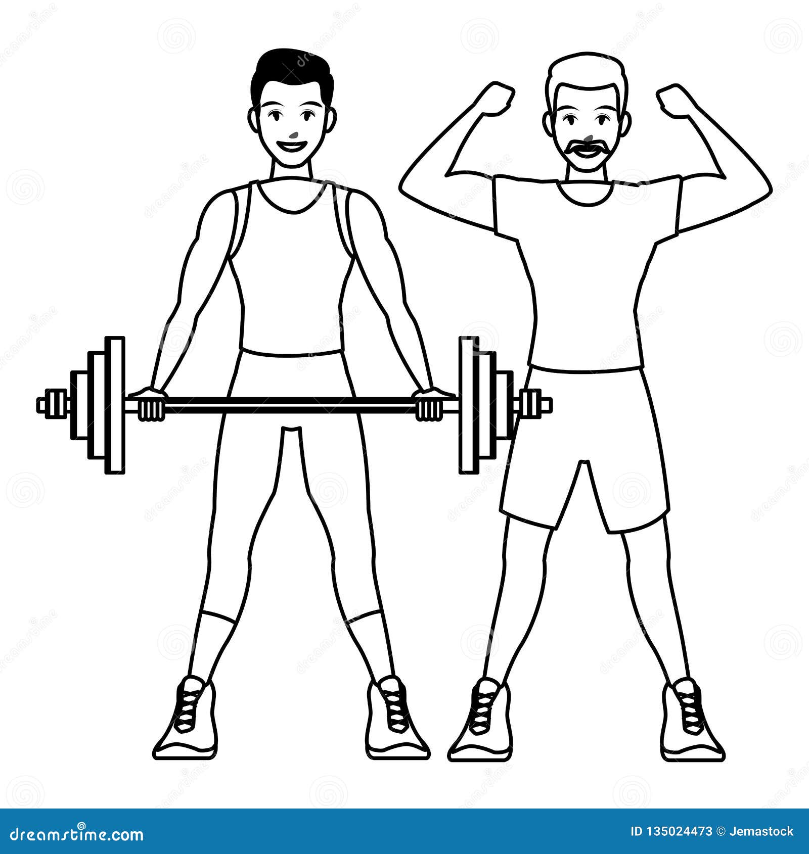 Fit men doing exercise stock vector. Illustration of health - 135024473