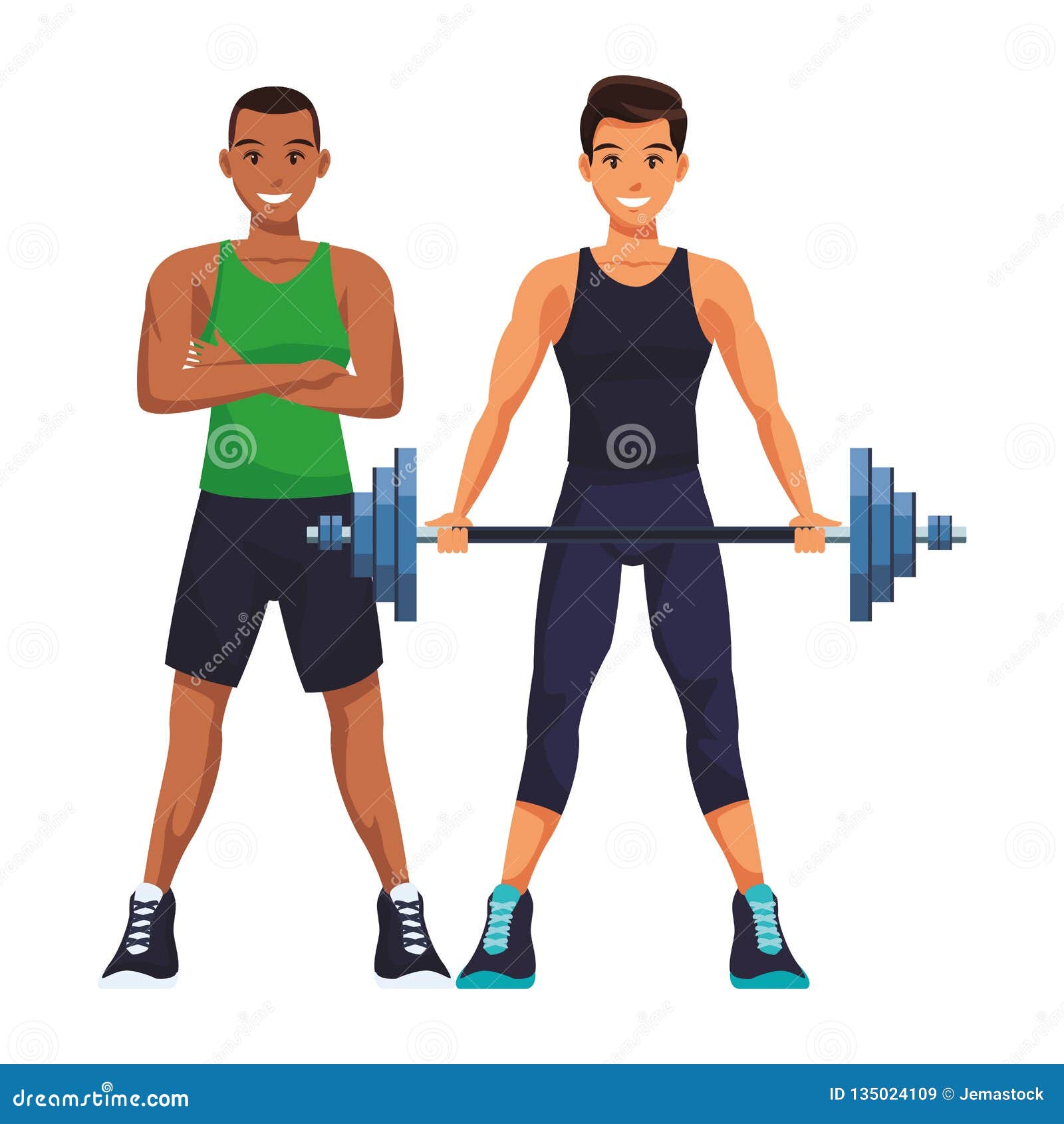Fit men doing exercise stock vector. Illustration of happy - 135024109