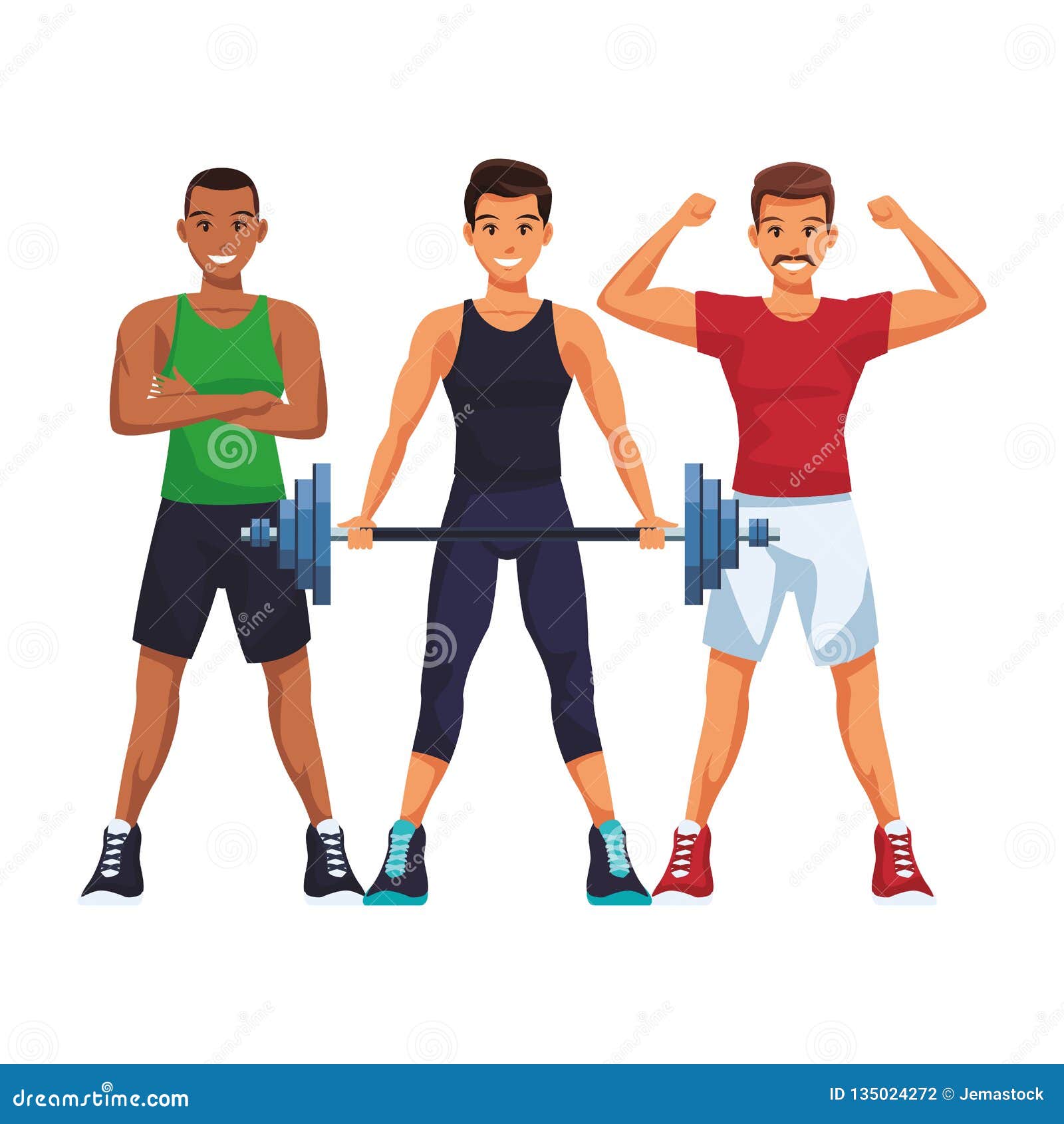 Fit men doing exercise stock vector. Illustration of practice - 135024272