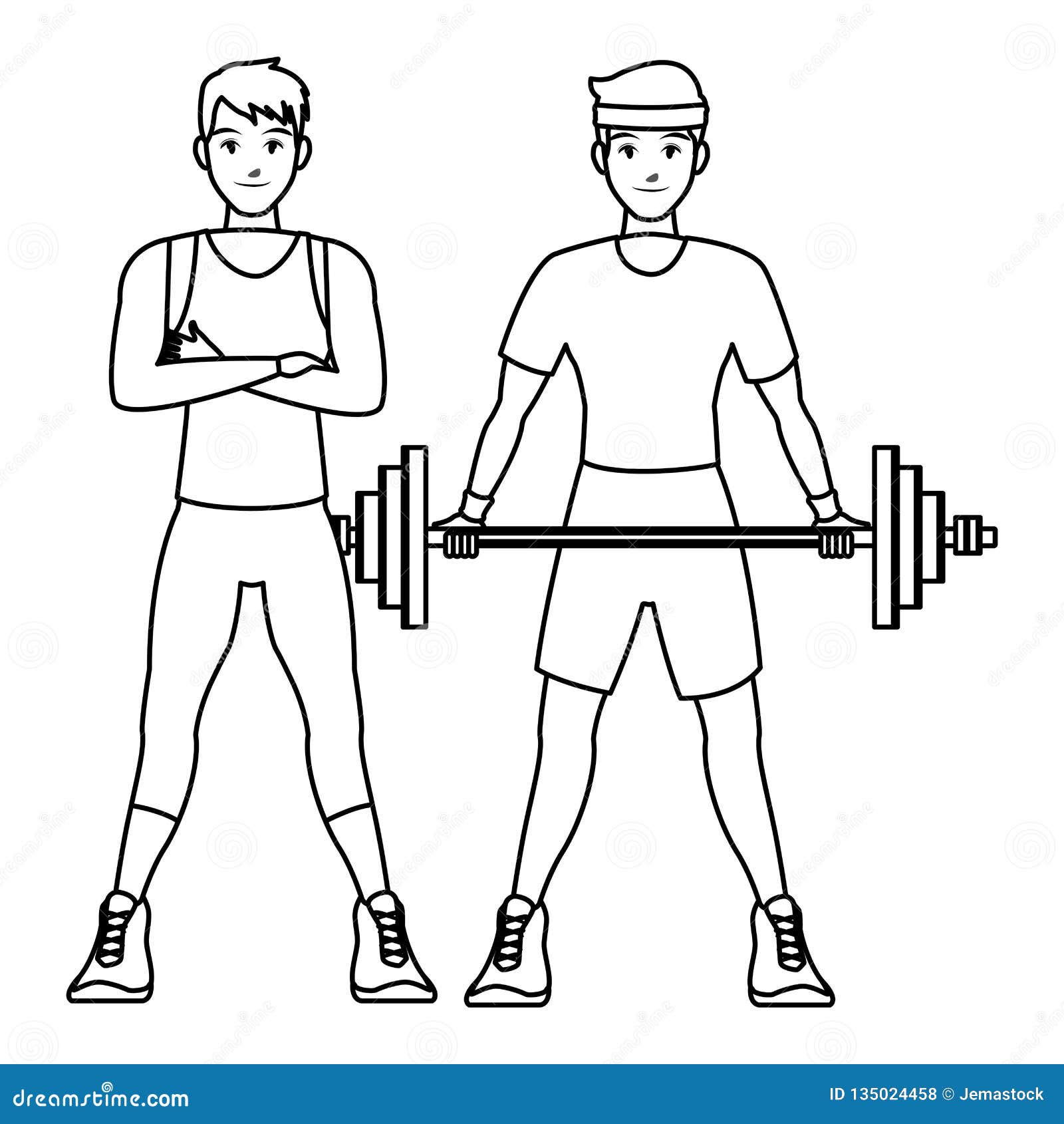 Fit men doing exercise stock vector. Illustration of healthy - 135024458