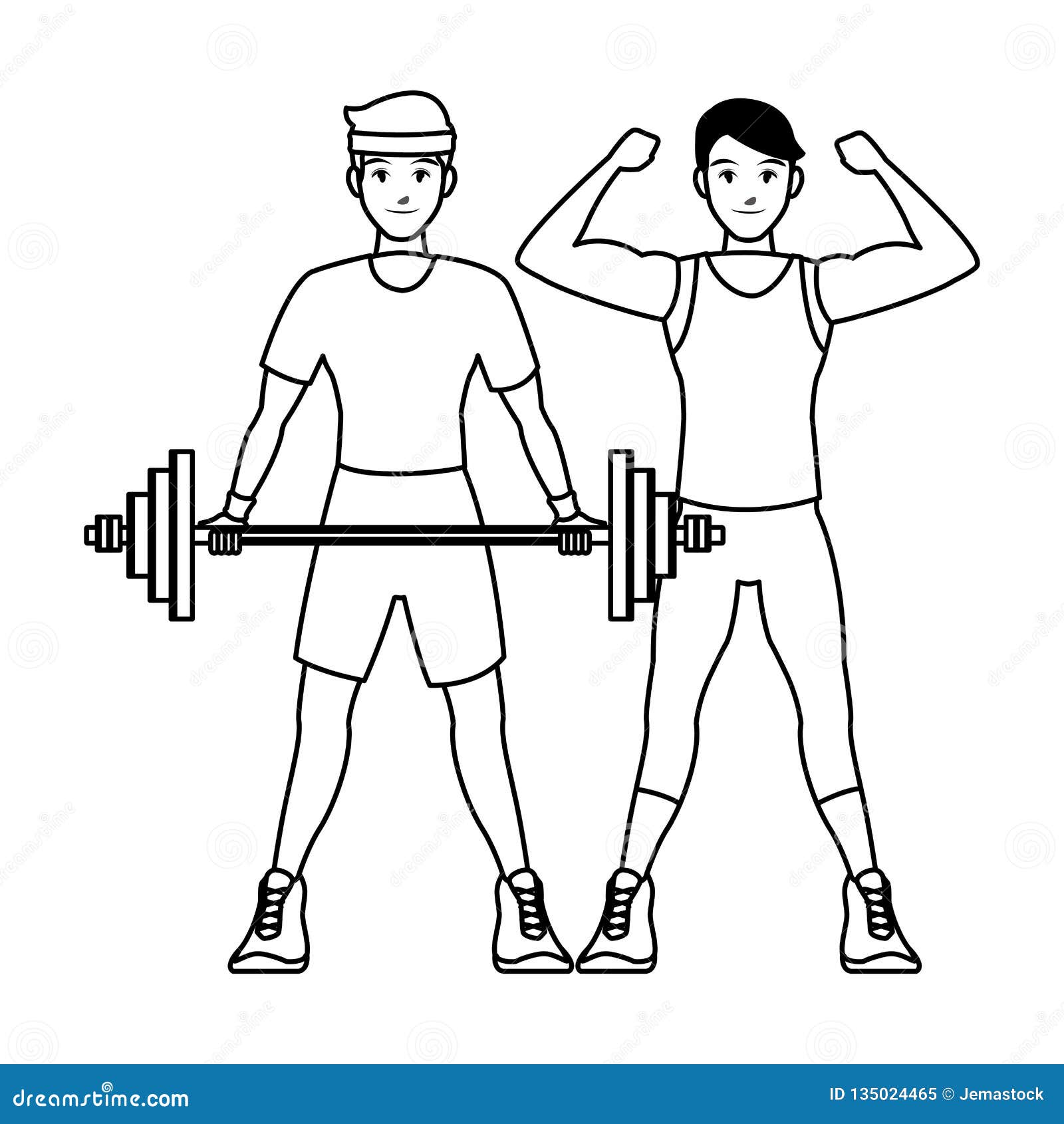 Fit men doing exercise stock vector. Illustration of cartoon - 135024465