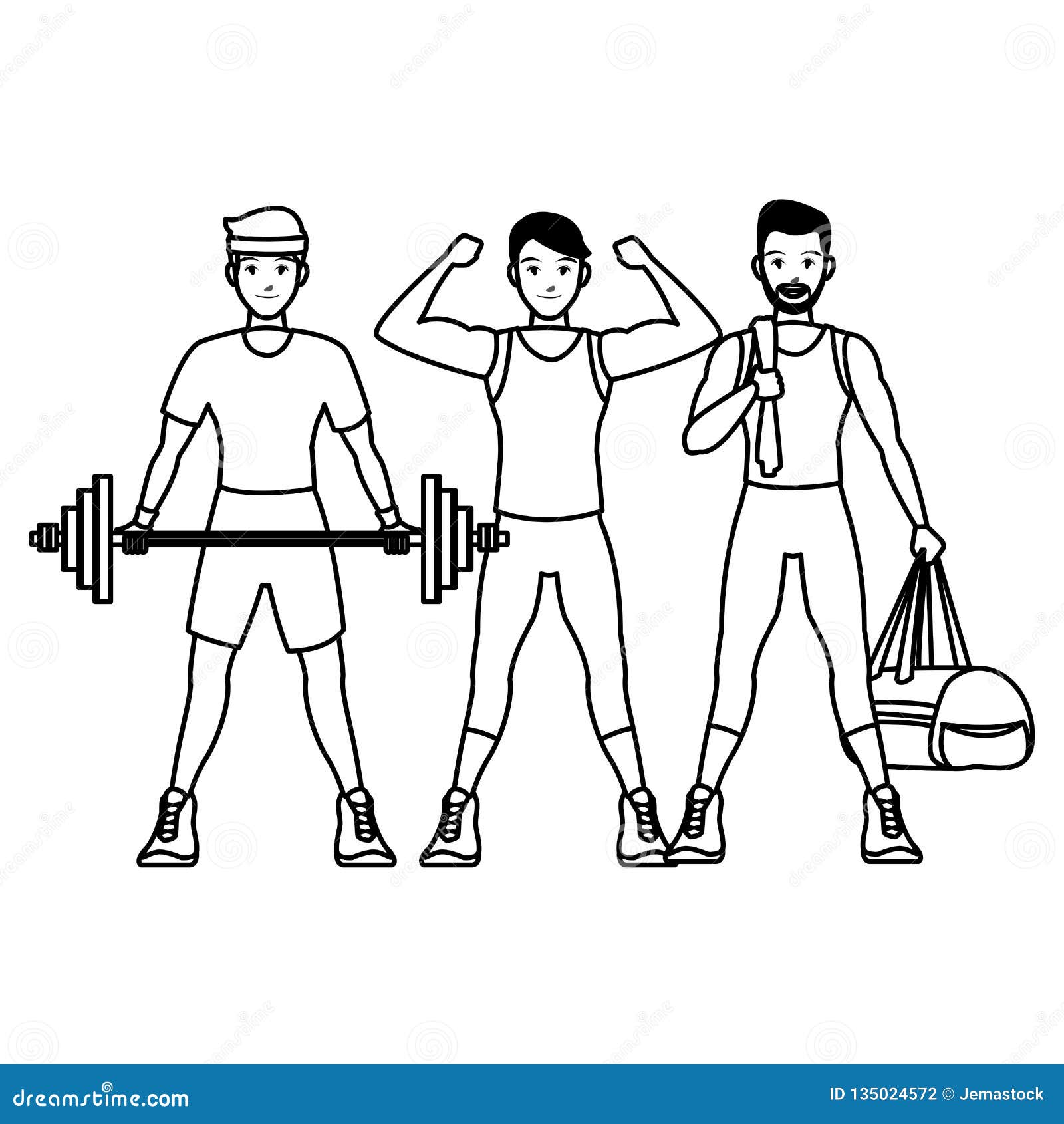 Fit men doing exercise stock vector. Illustration of cartoon - 135024572