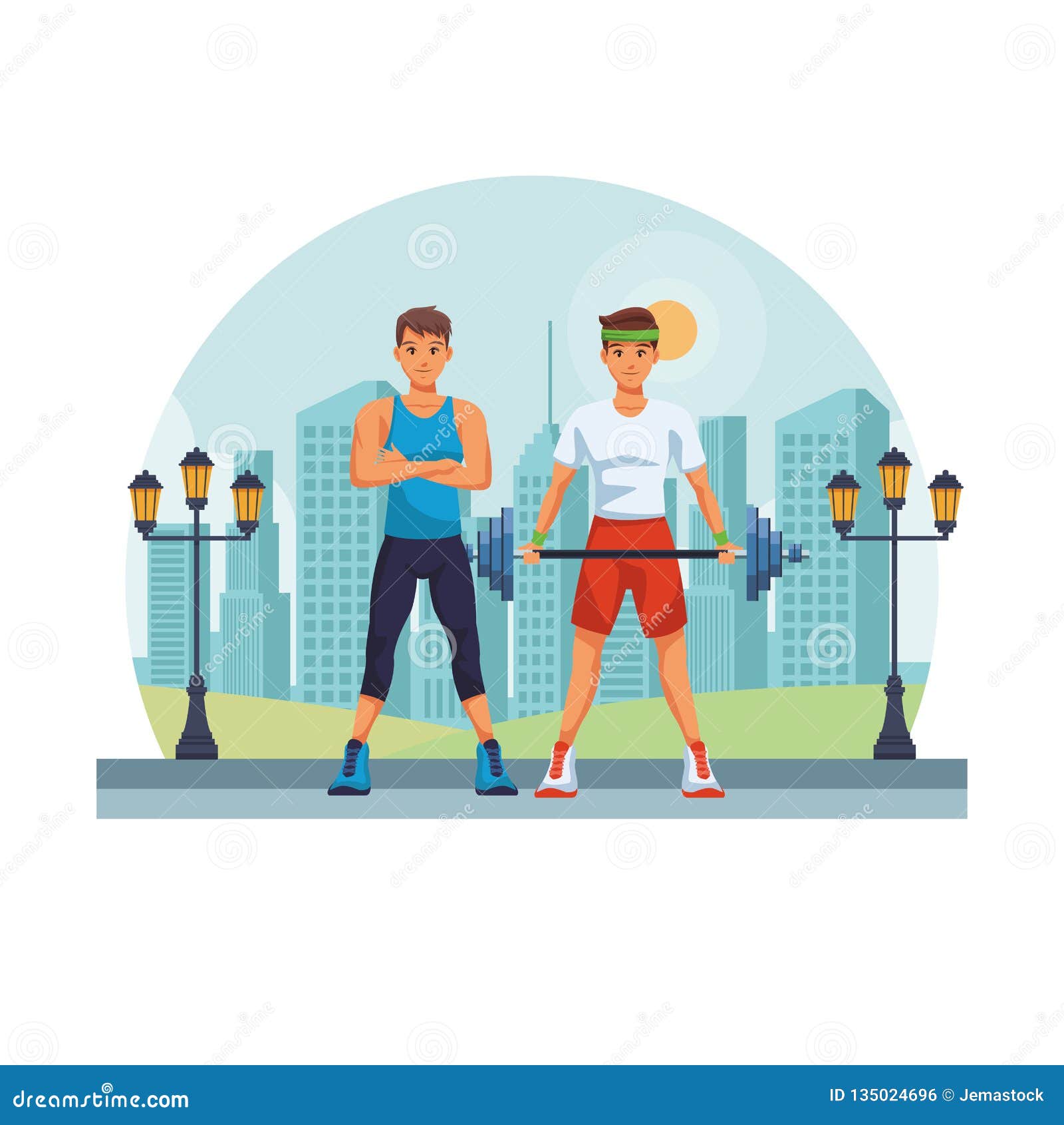 Fit men doing exercise stock vector. Illustration of athlete - 135024696