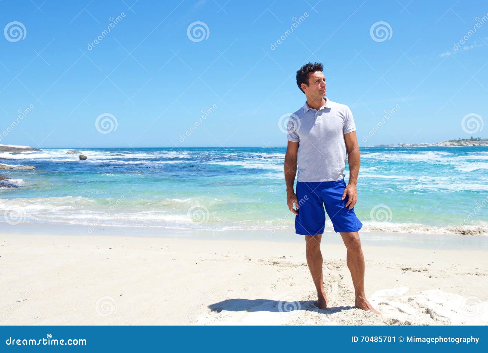 Man Standing Barefoot On Textured Pavement Tiles Royalty-Free Stock ...
