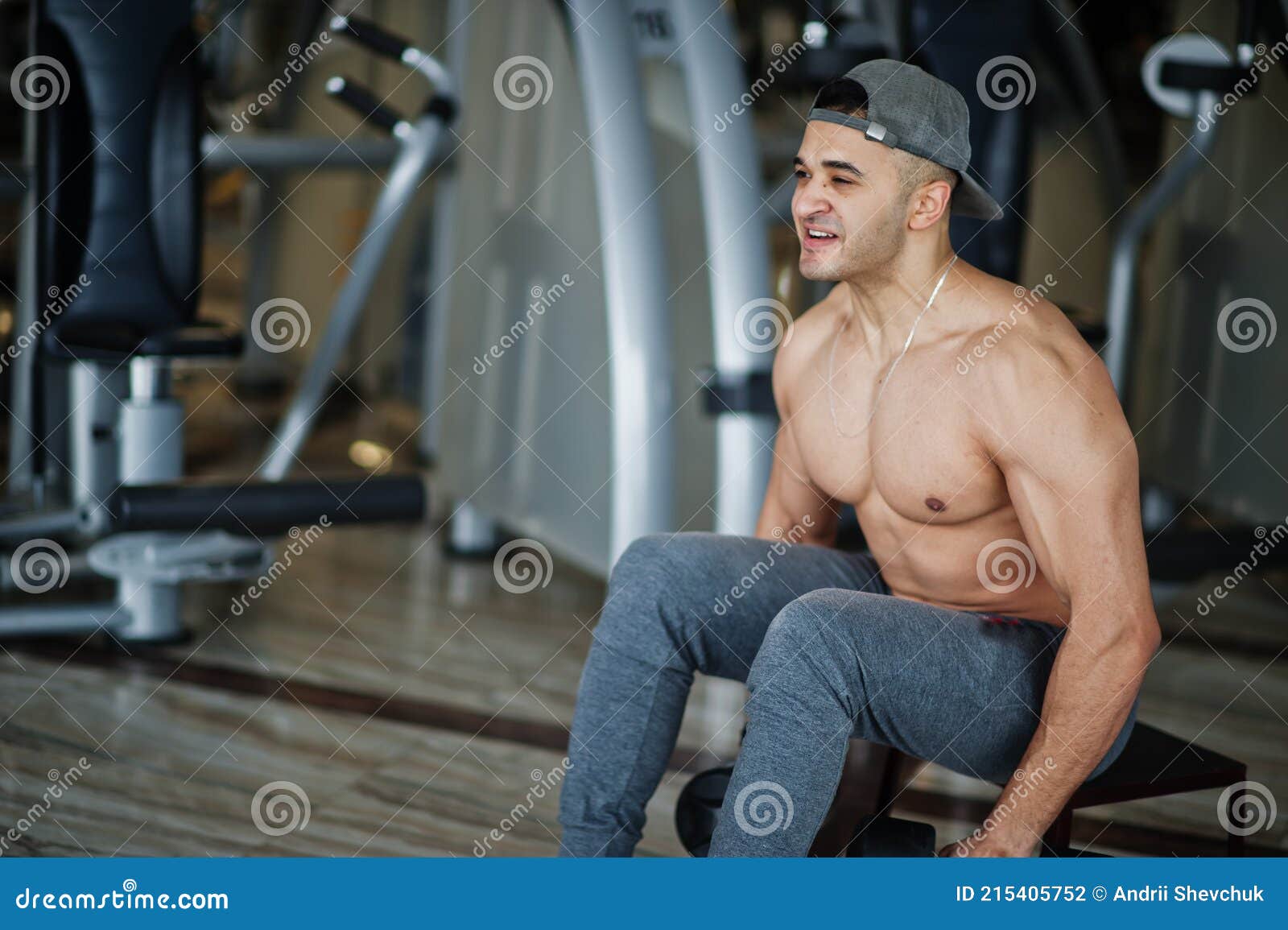 Fit and Muscular Arabian Man Posing in Gym. Stock Photo - Image of diet ...