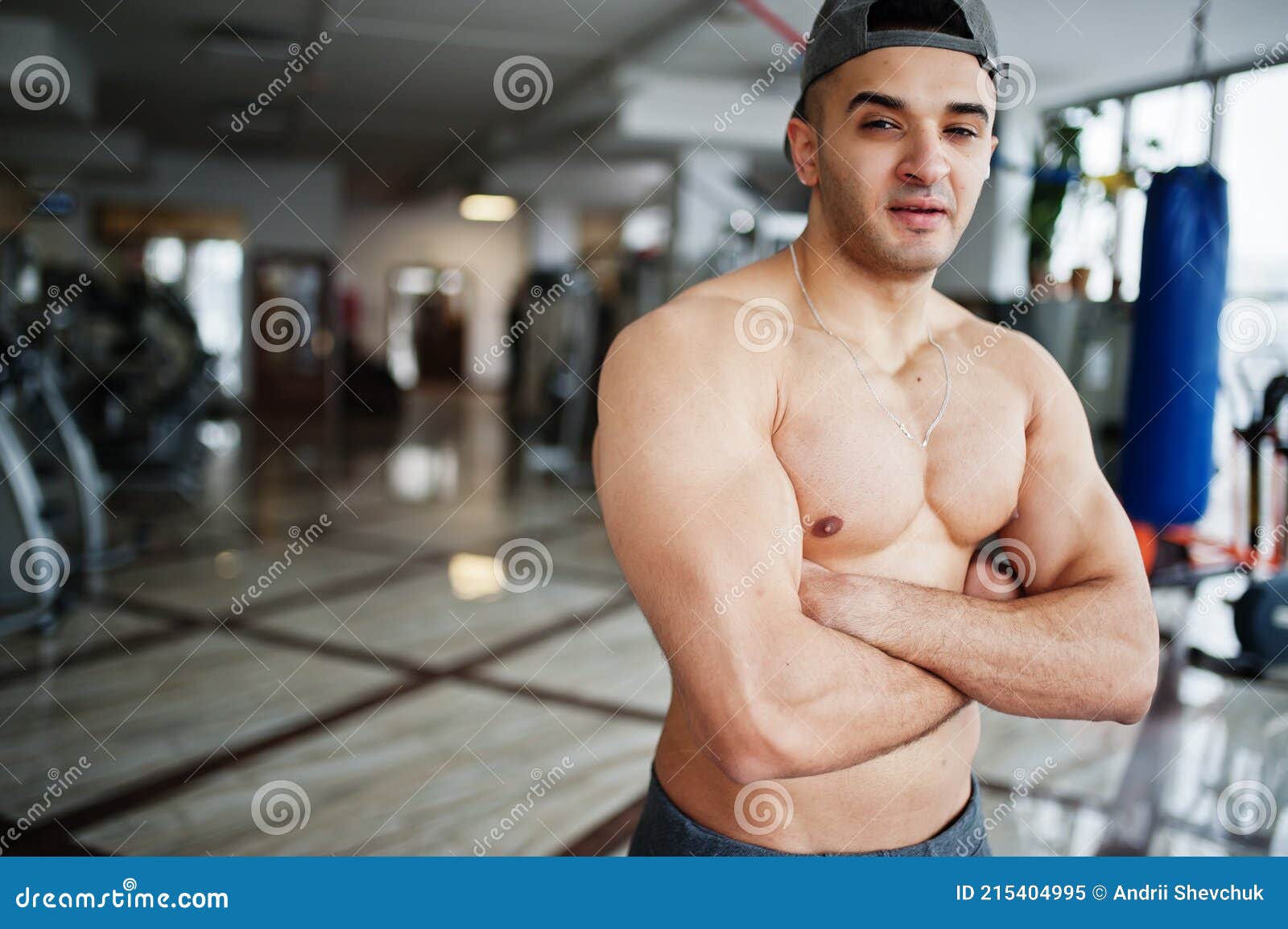 Fit and Muscular Arabian Man Posing in Gym. Stock Image - Image of diet ...