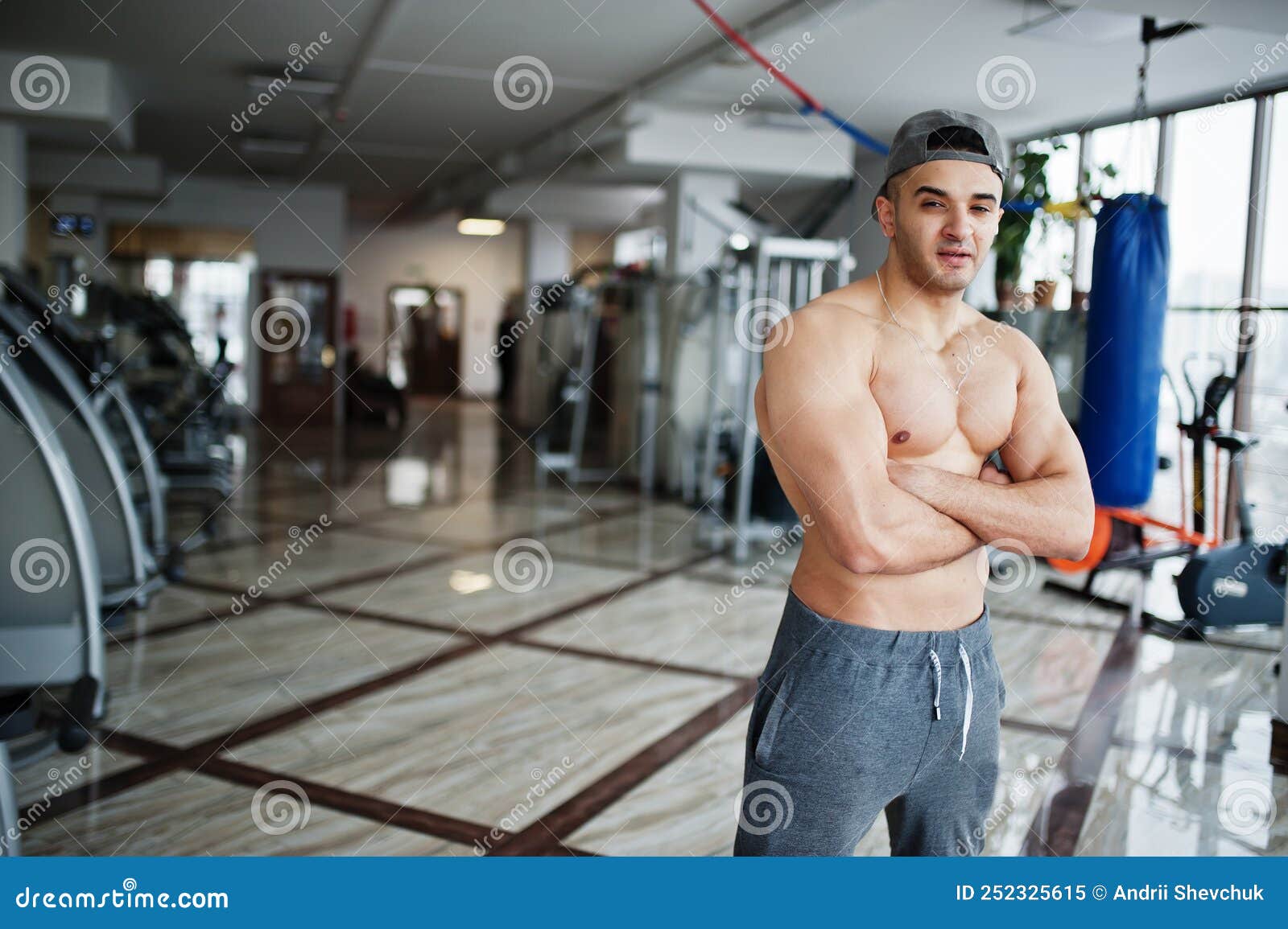 Fit and Muscular Arabian Man Posing in Gym Stock Image - Image of gain ...