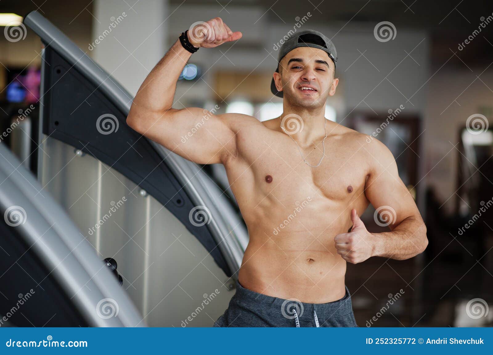 Fit and Muscular Arabian Man Posing in Gym Stock Photo - Image of ...