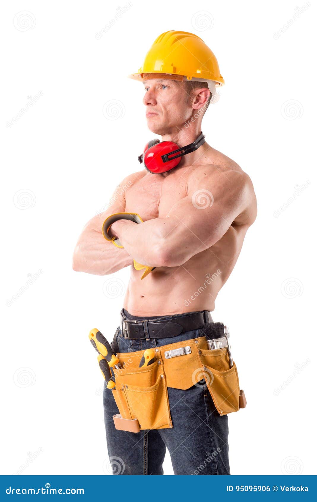 Fit muscular man posing stock photo. Image of build, contractor - 95095906